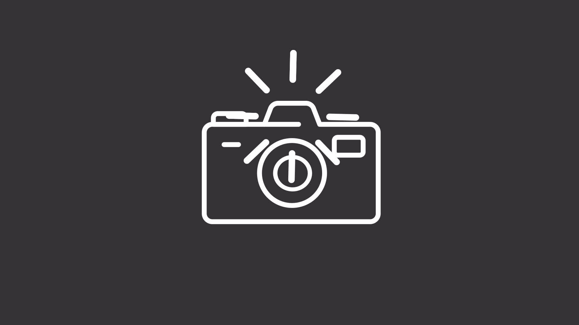 Animated Camera Flash White Icon Taking Photo Line Animation Professional Occupation Seamless