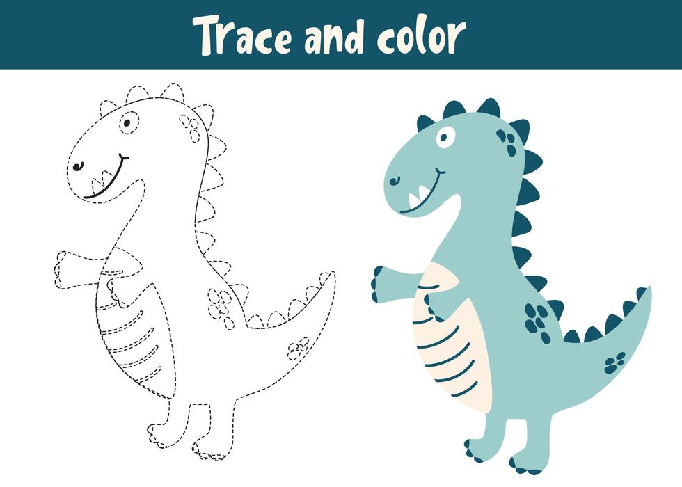 Dinosaur Tracing Vector Art, Icons, and Graphics for Free Download