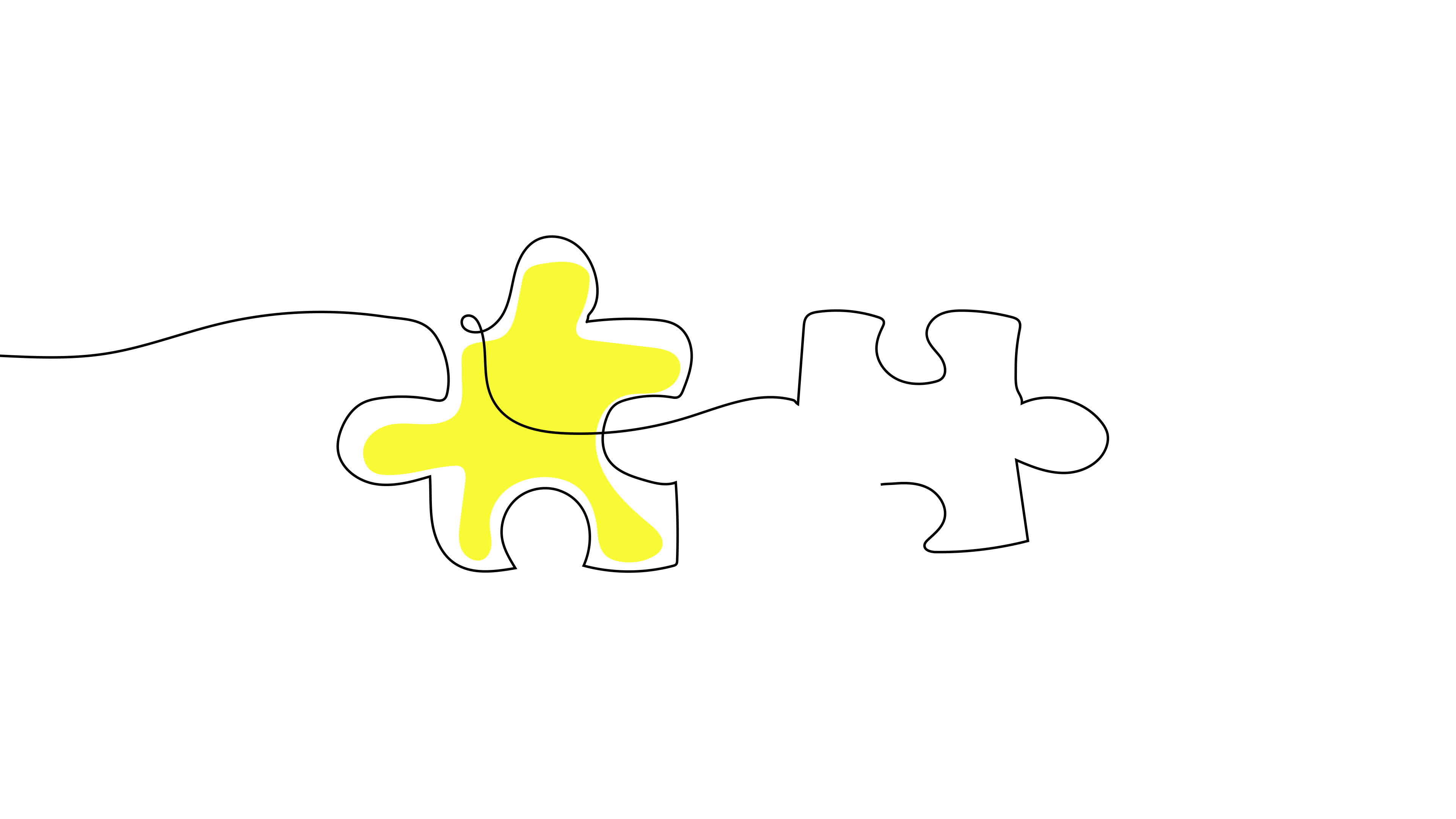 Continuous one line drawing of two pieces of jigsaw . Continuous line ...