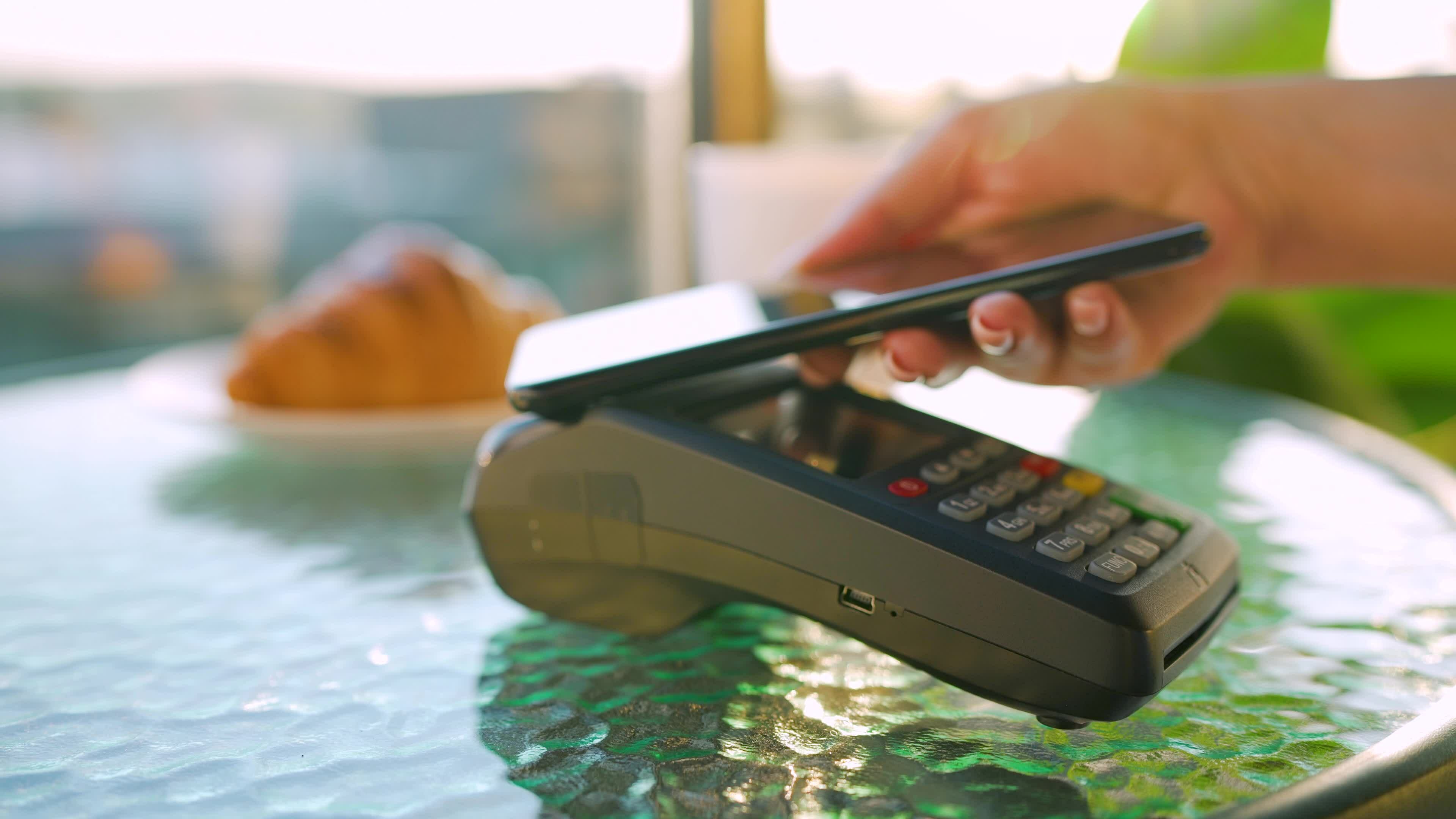 Contactless payment with smartphone. Wireless payment concept 24604120 ...