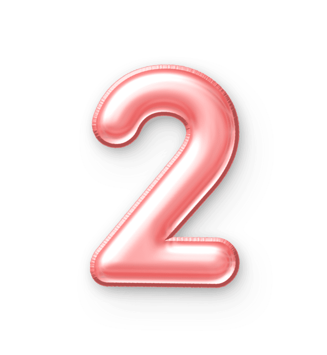 Número 2 Rosa PNG para descargar gratis