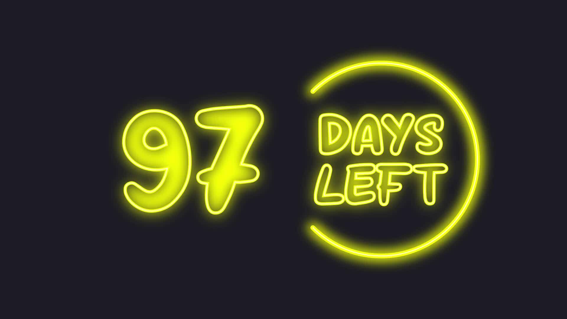 97 day left neon light animated 24657095 Stock Video at Vecteezy