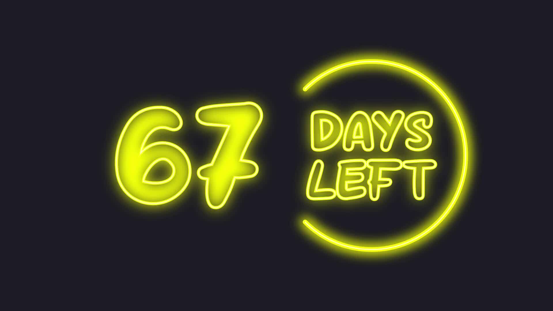 67 day left neon light animated 24669408 Stock Video at Vecteezy