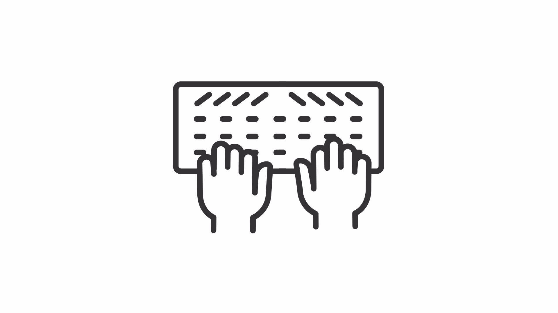 Animated Hands On Keyboard Line Icon Text Typing Animation Using
