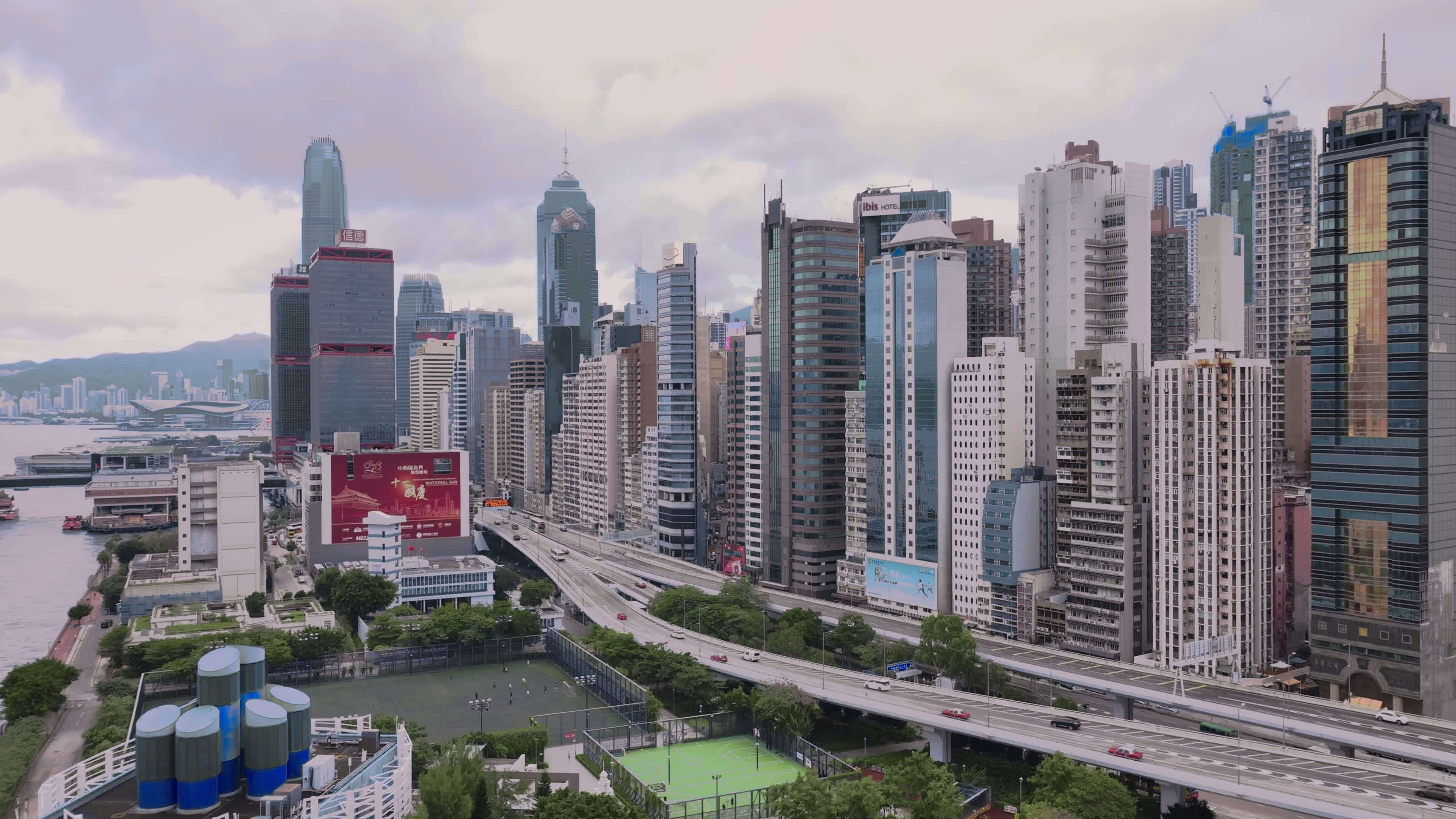 Aerial Panorama Skyscrapers Of Hong Kong Residential Area 24681590 Stock Video at Vecteezy