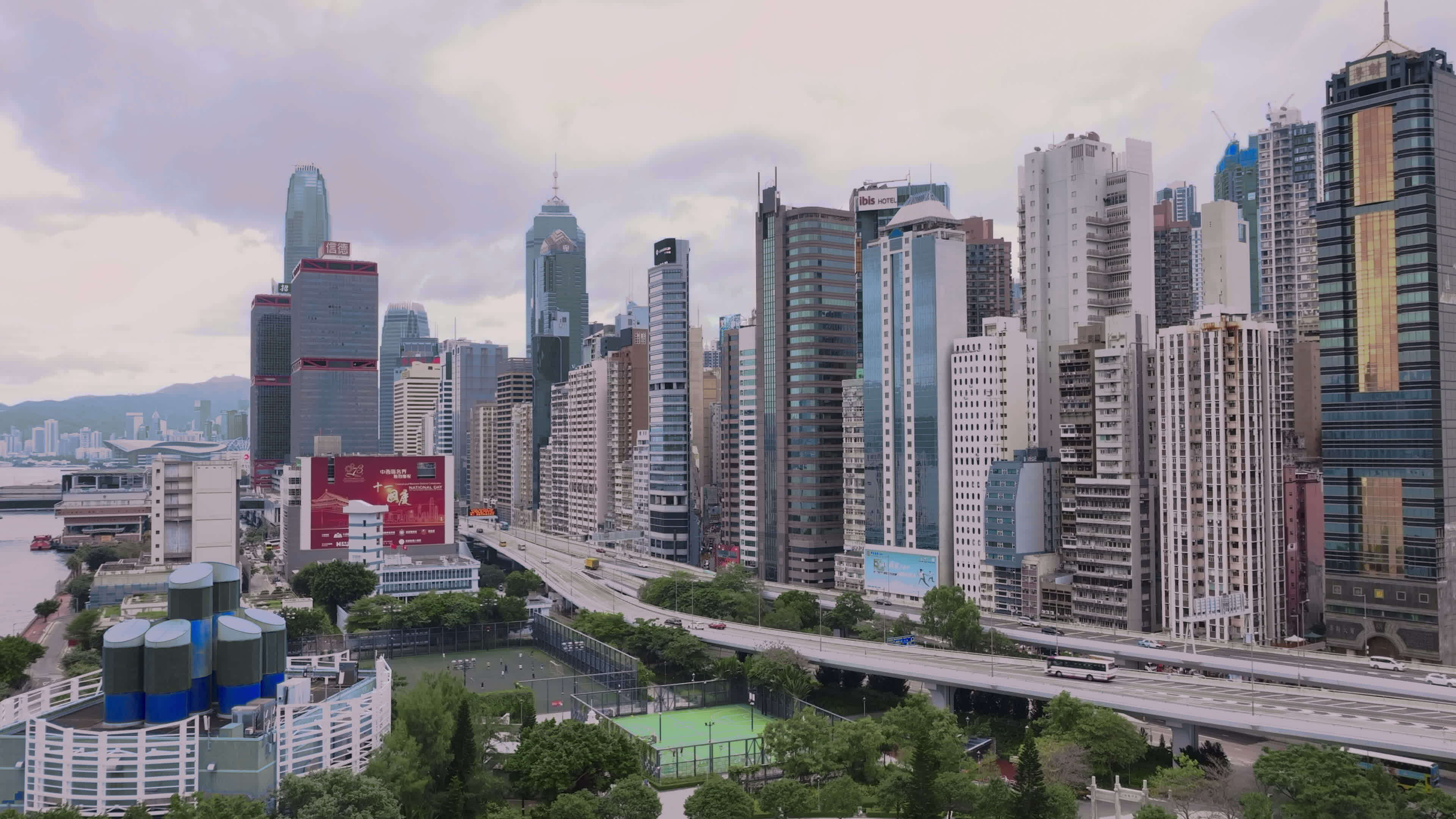 Aerial Panorama Skyscrapers Of Hong Kong Residential Area 24681592 Stock Video at Vecteezy