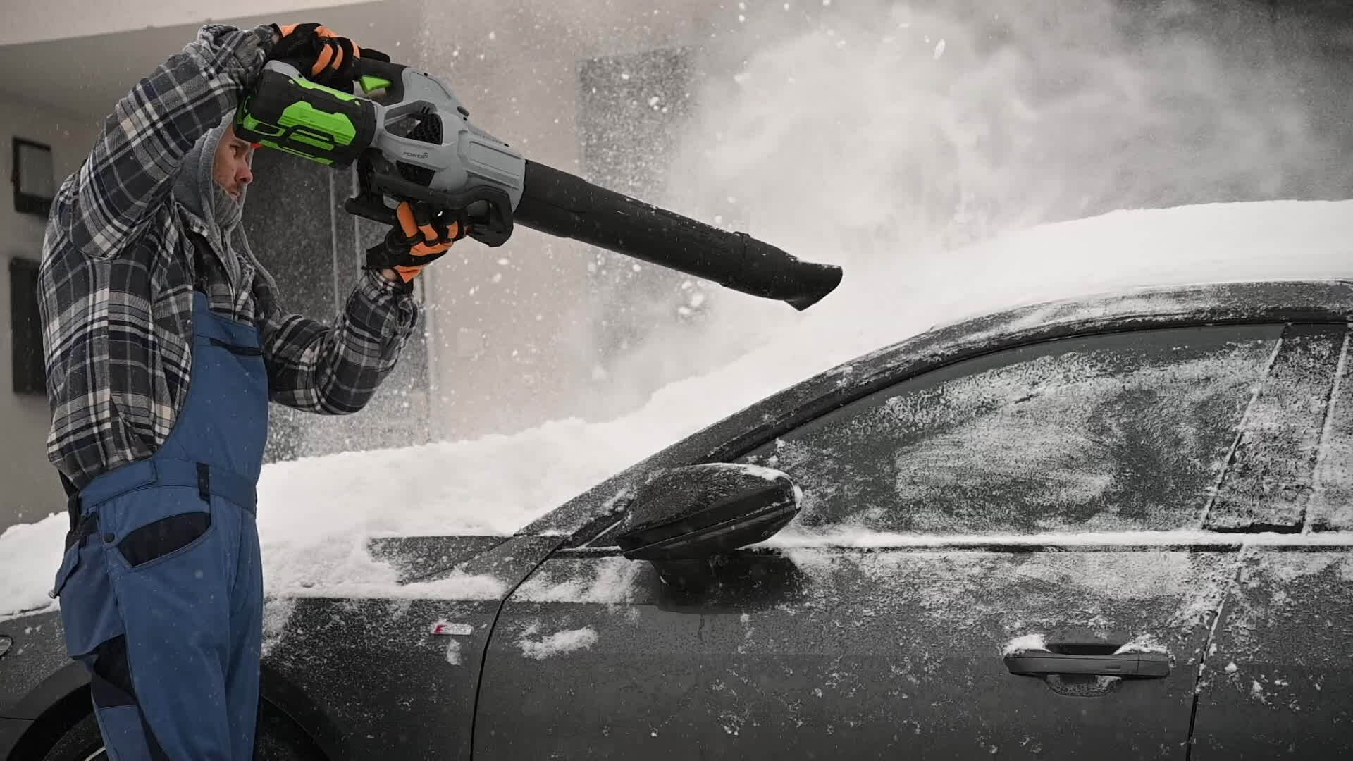 Removing Snow From a Vehicle Body by Air Blower Equipment 24698294 ...