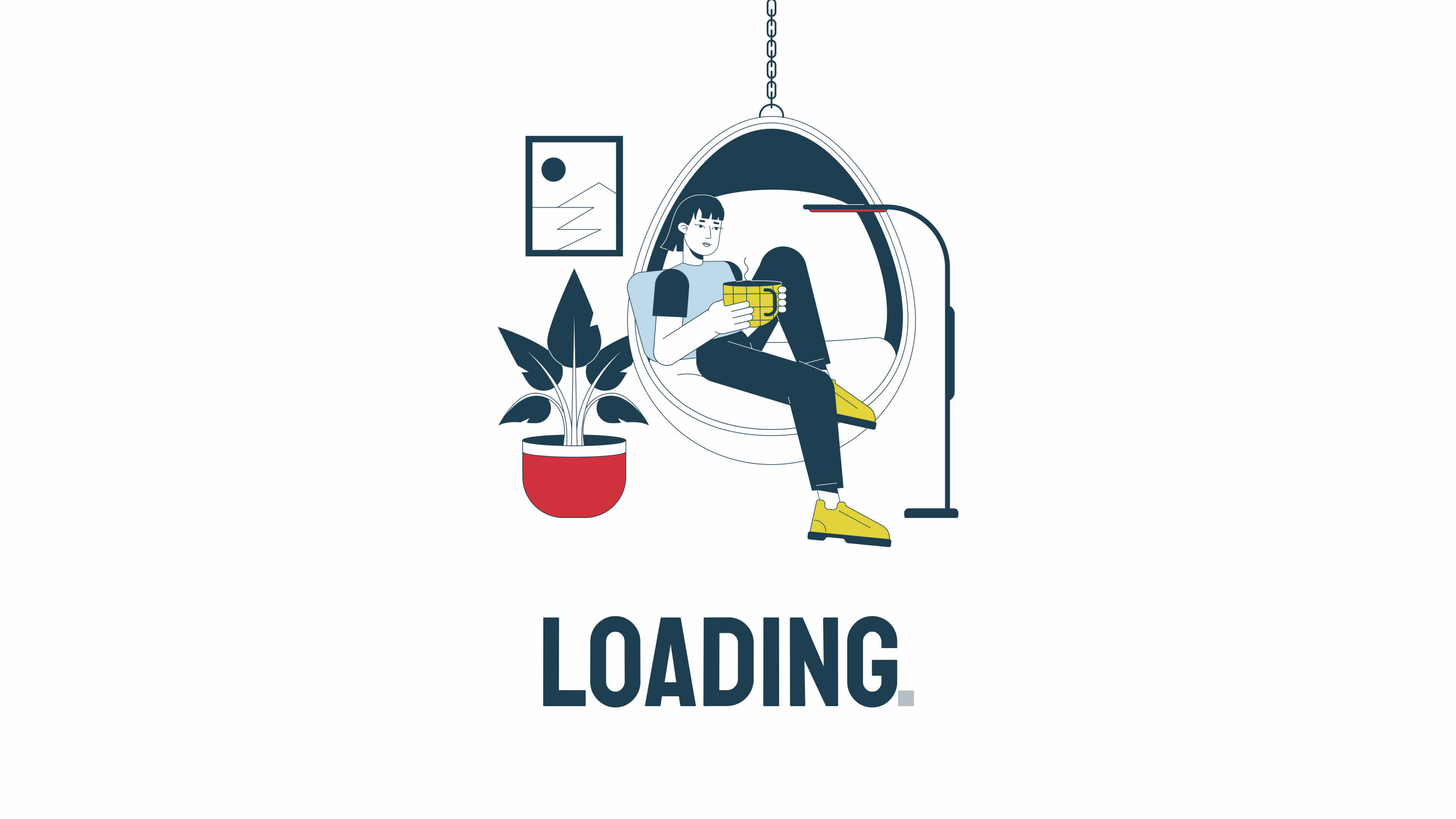 Cozy lifestyle loader animation. Woman with coffee mug. Drinking tea ...