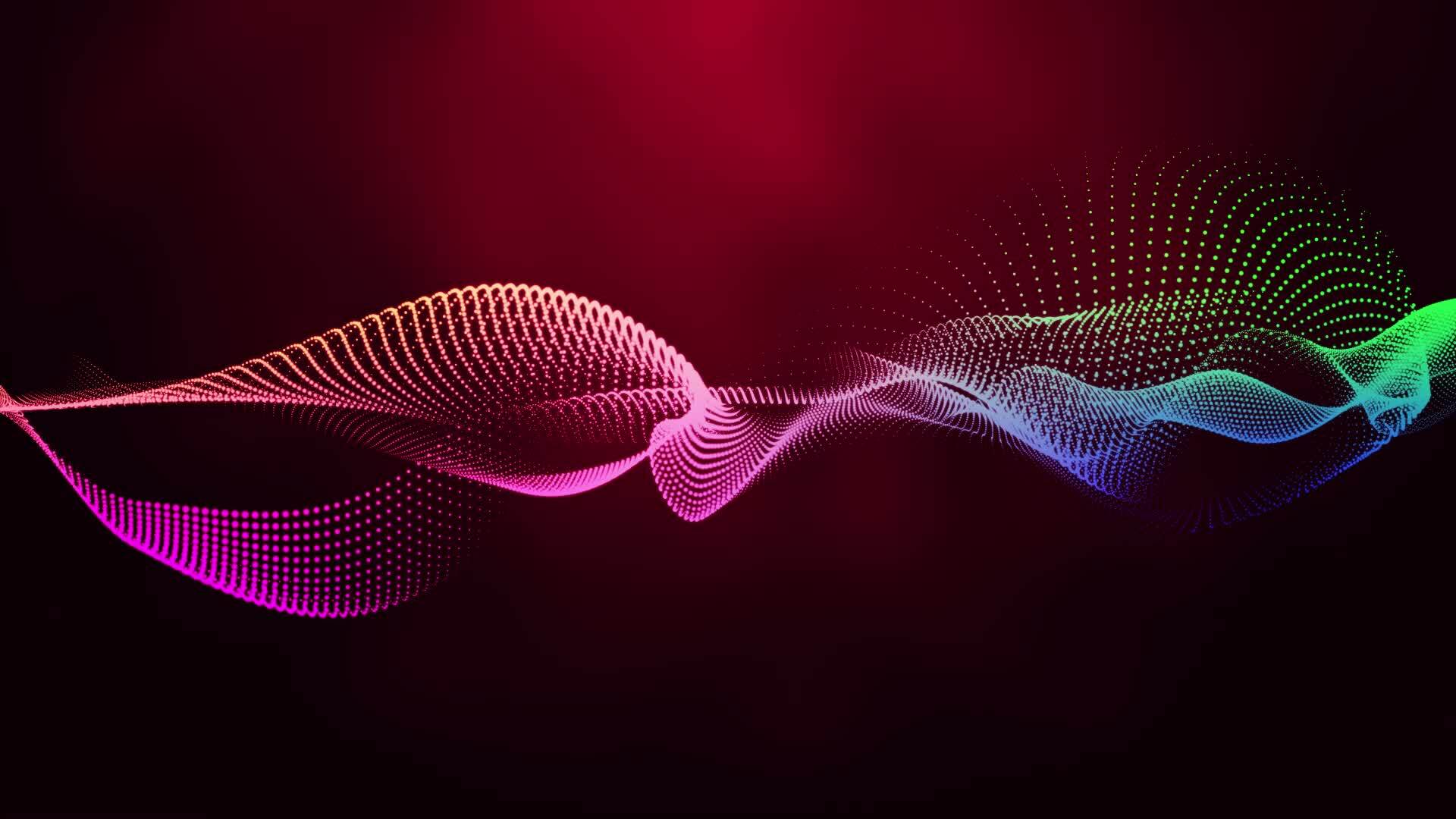 3D abstract digital technology animated multicolored light particles on ...