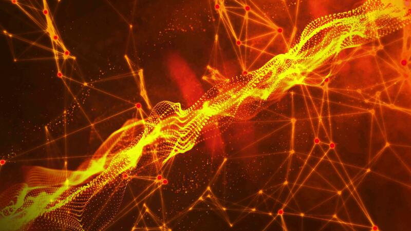 Golden plexus Glittering space particle form, futuristic neon graphic Background, energy 3d ...