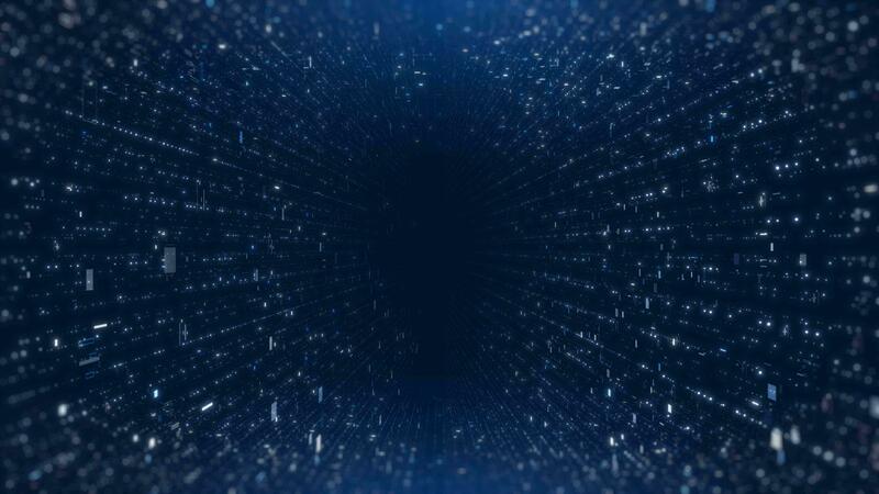 data center binary code running, big data for business, dark blue ...