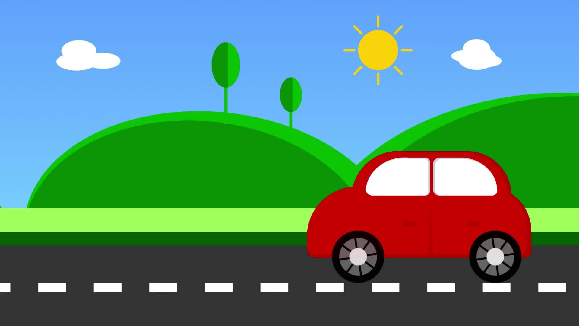 Animated video of a red car running on the highway 24850819 Stock Video ...