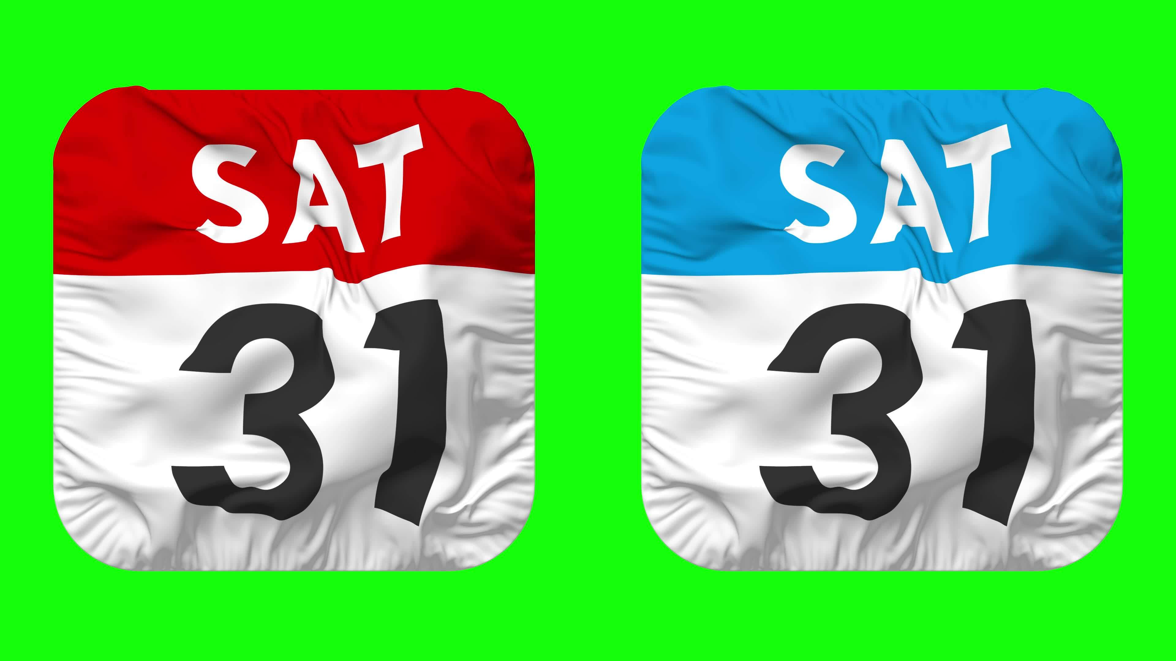 Thirty First, 31st Saturday Date Calendar Seamless Looping Squire Cloth Icon, Looped Bump and ...