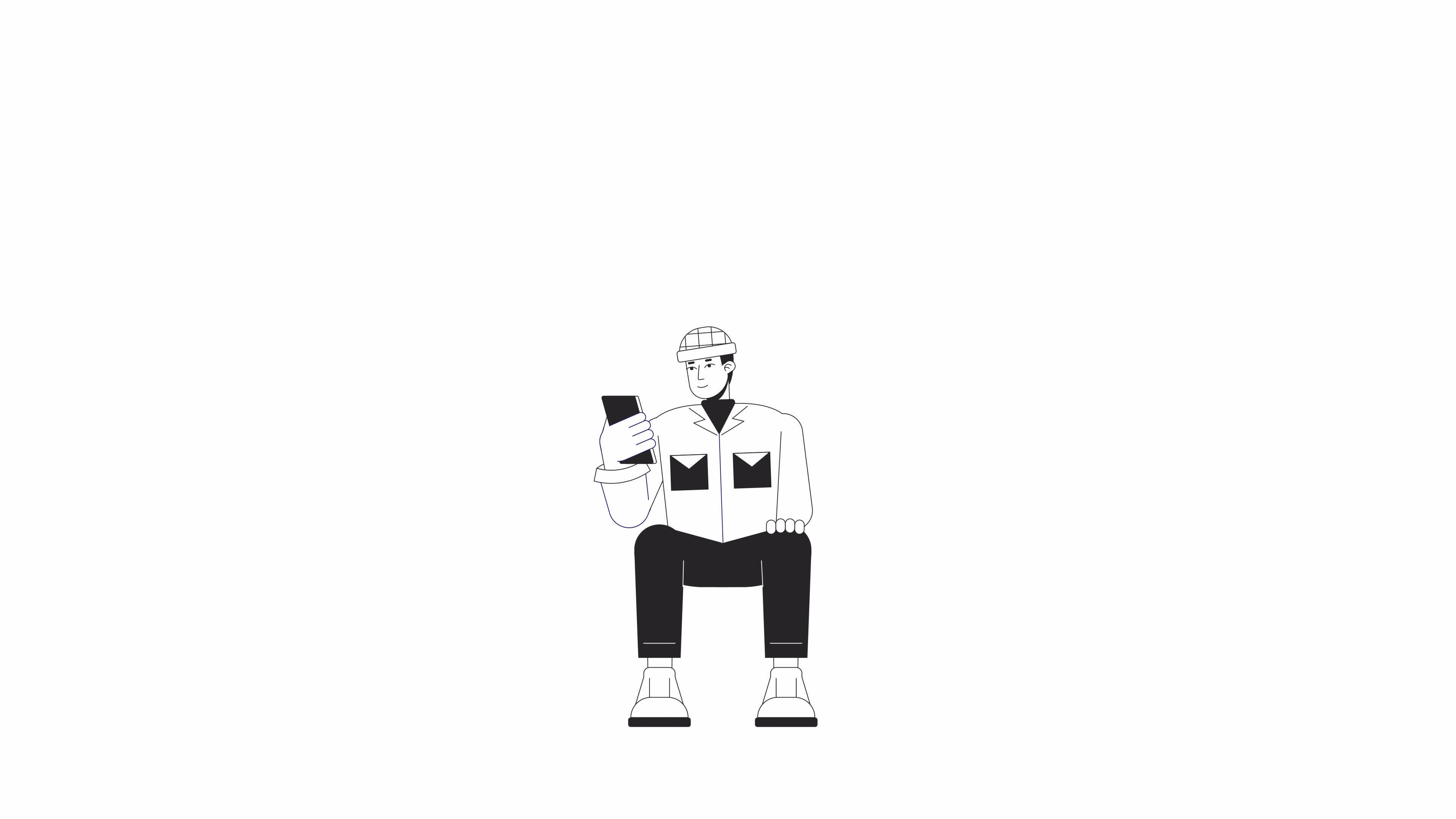 Scrolling Phone Bw Animation Animated Isolated 2d Black White Asian Young Man With Smartphone 8973