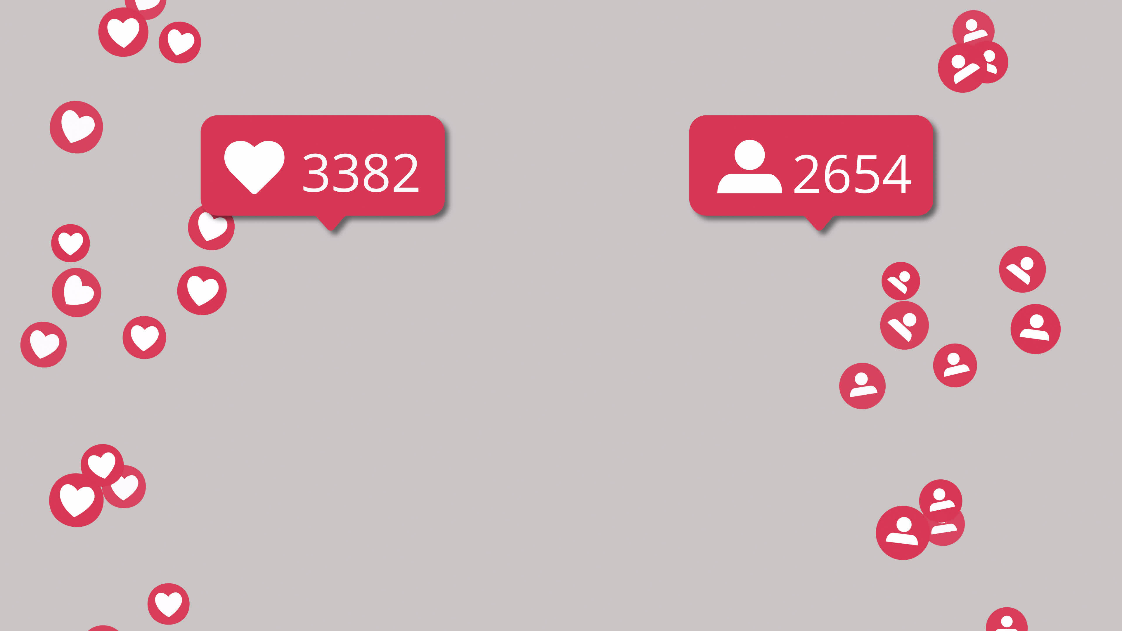 Social media likes and followers notification counter increasing. Social media likes and ...