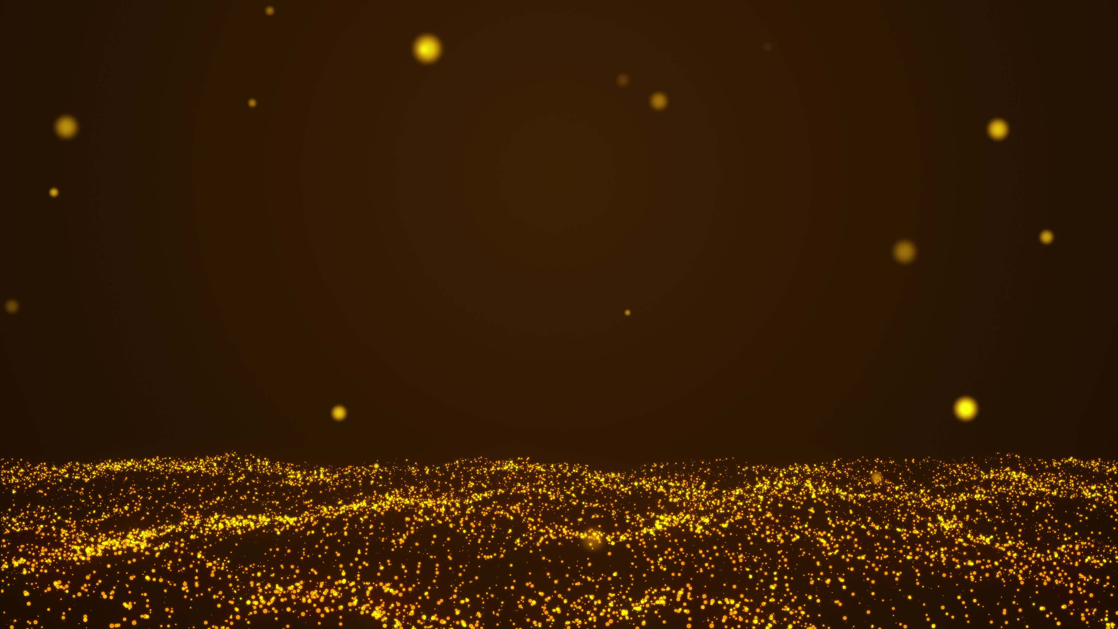 Wave surface made of gold particles. Shiny particles form an oscillating surface. Gold surface ...