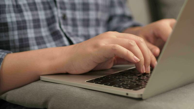 Close Up Hands Asian Businesswoman Freelance Data Scientist Work