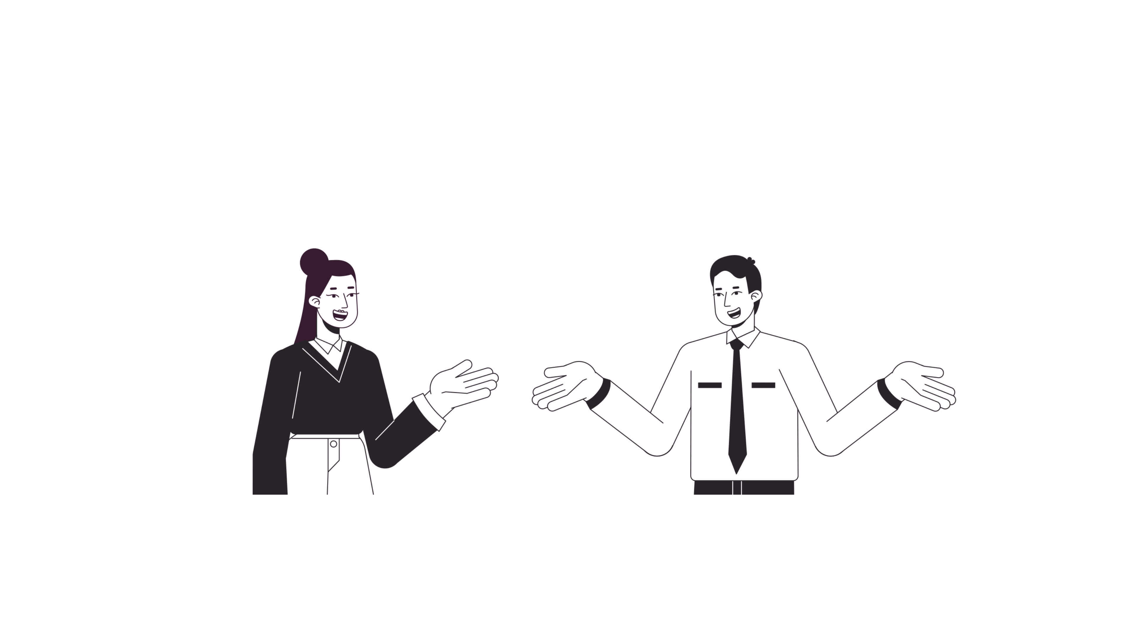 Coworkers Collaboration Bw Animation Animated Characters Colleagues