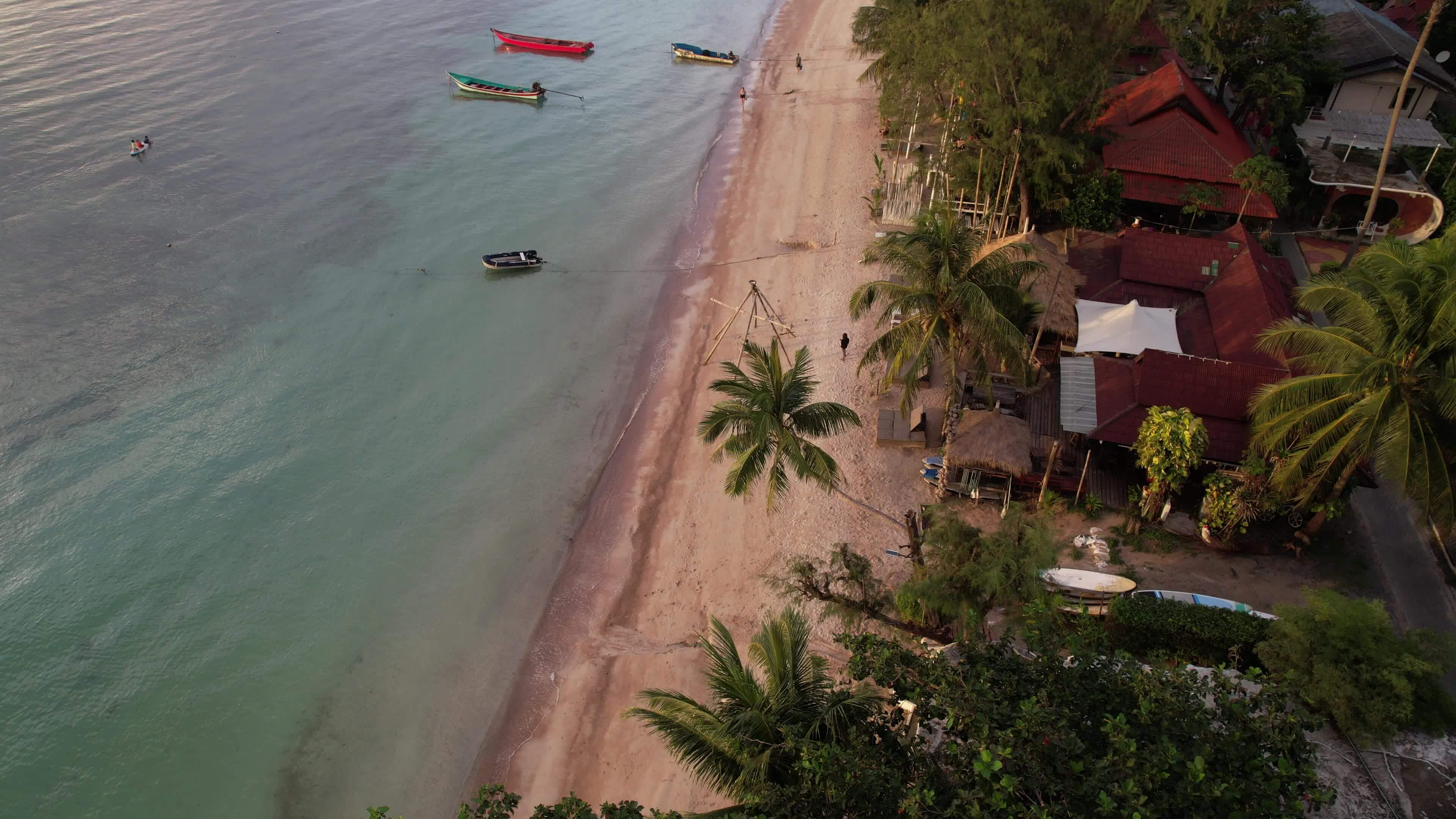 4K Aerial Drone Footage of Sairee Beach on Koh Tao at Sunset ...