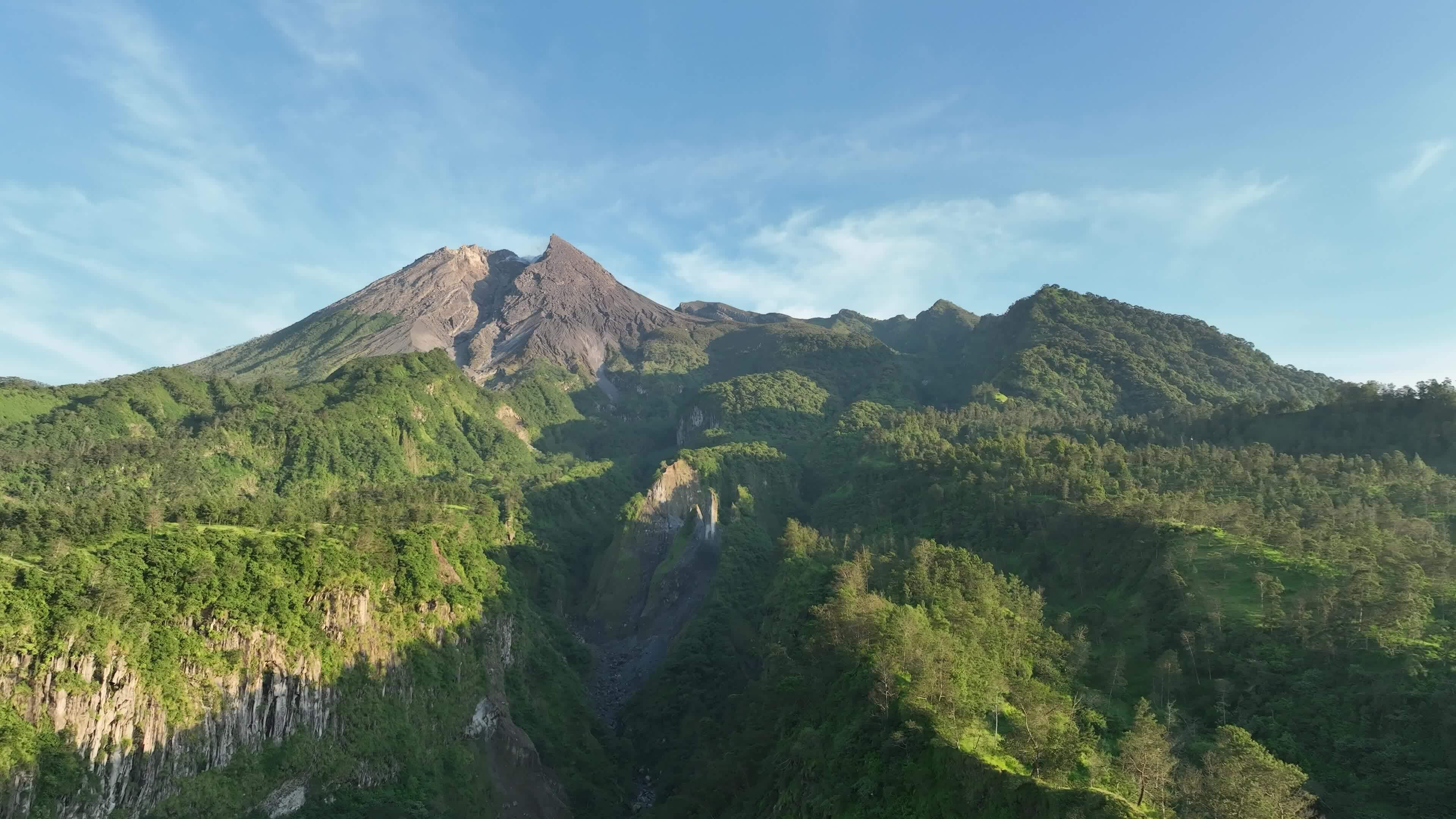 Aerial View of Mount Merapi in the Morning 25239460 Stock Video at Vecteezy