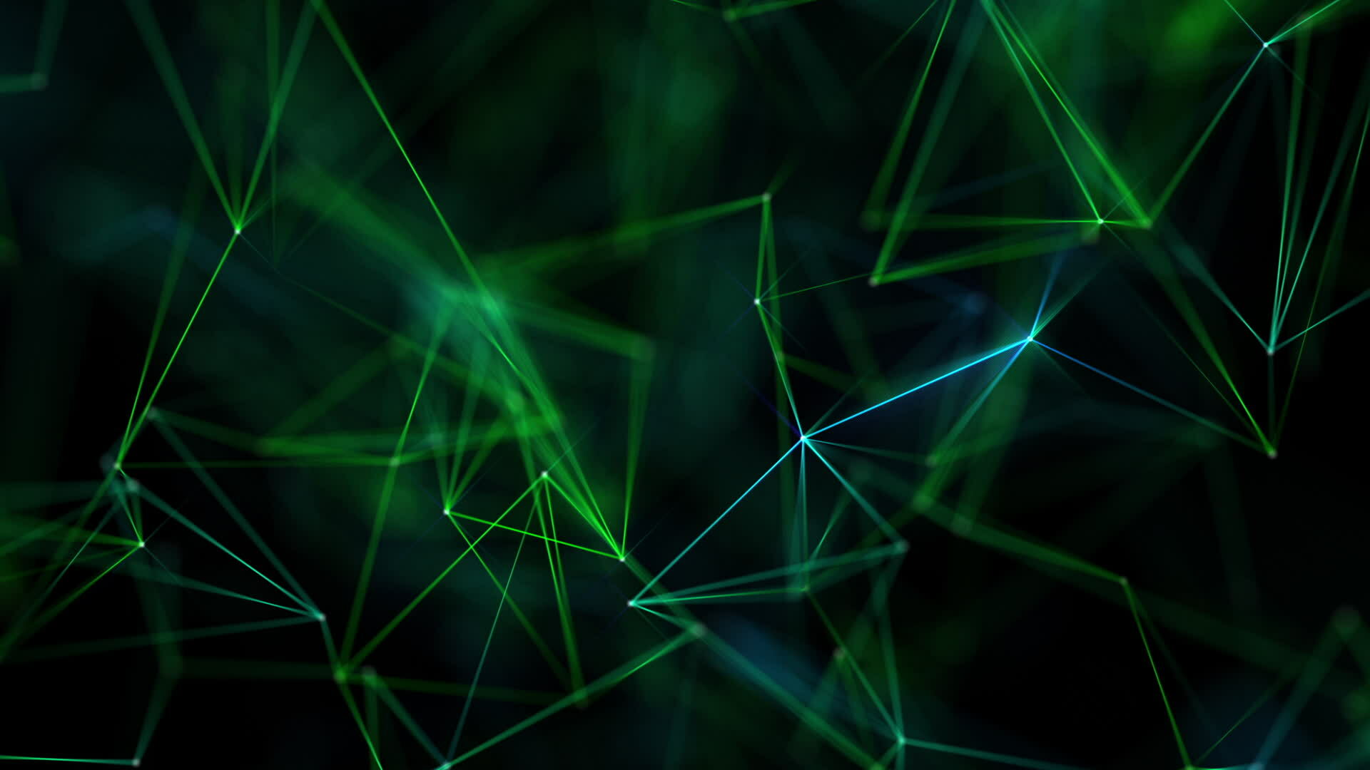 Abstract Plexus Tech Background With Glowing Blue And Green Connecting Lines And Dots Or Nodes