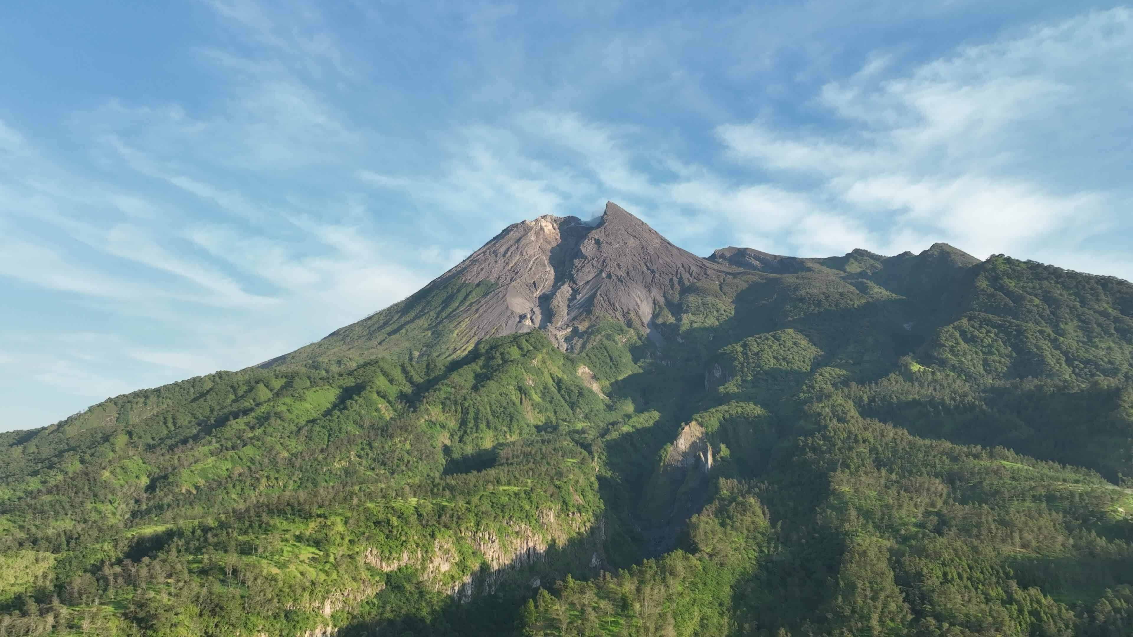 Aerial View of Mount Merapi in the Morning 25314695 Stock Video at Vecteezy