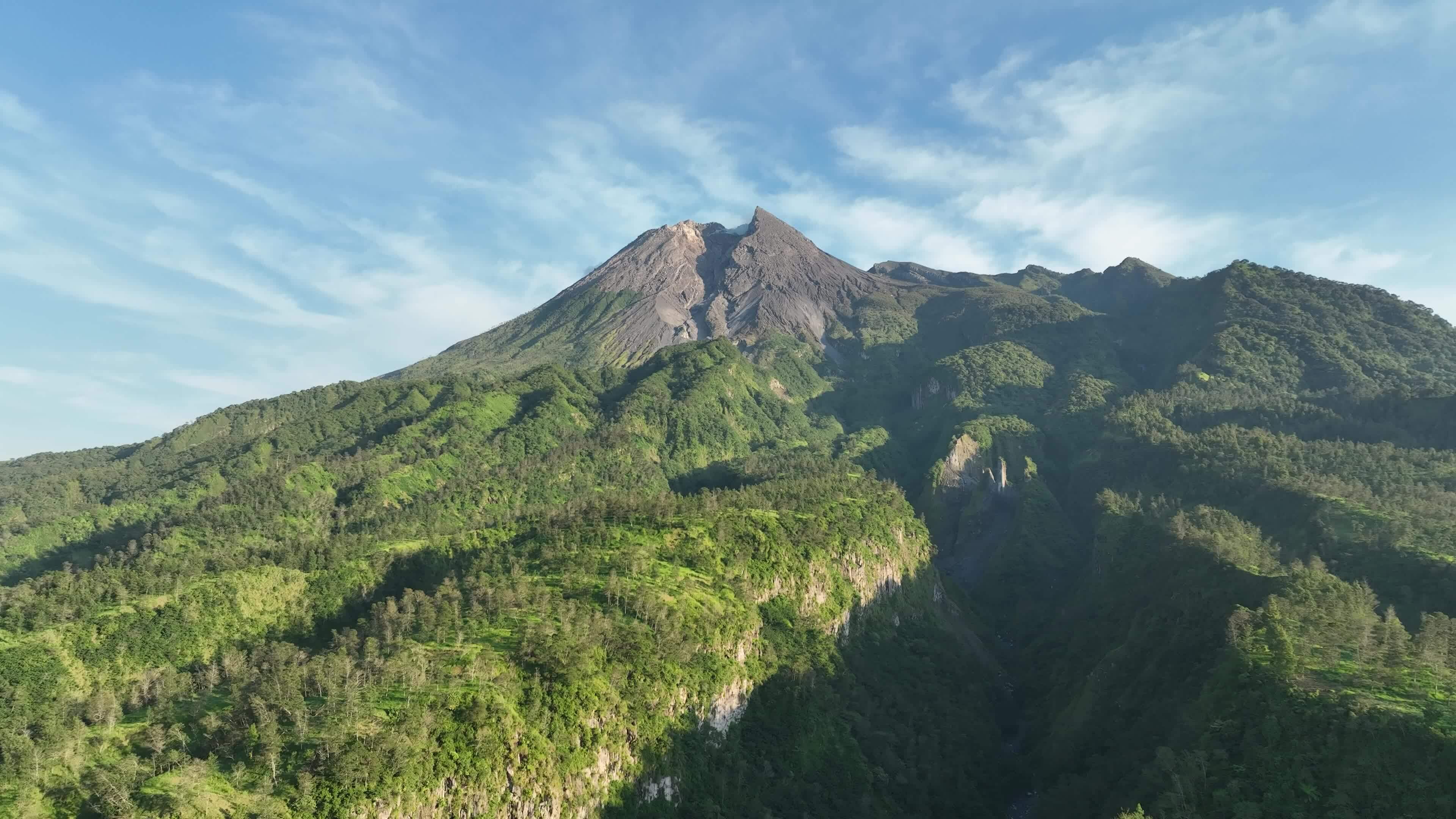 Aerial View of Mount Merapi in the Morning 25314705 Stock Video at Vecteezy