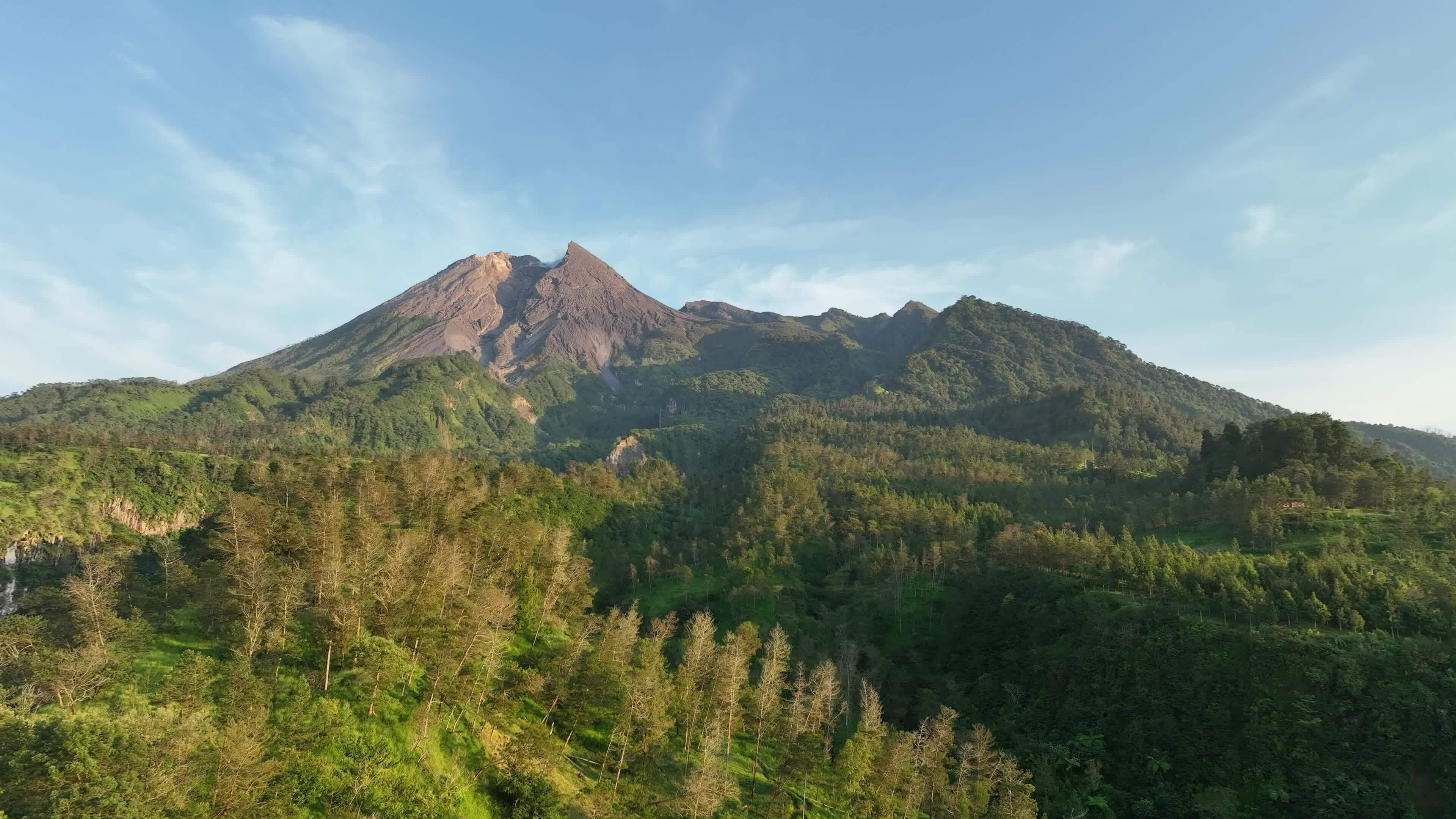 Aerial View of Mount Merapi in the Morning 25314706 Stock Video at Vecteezy