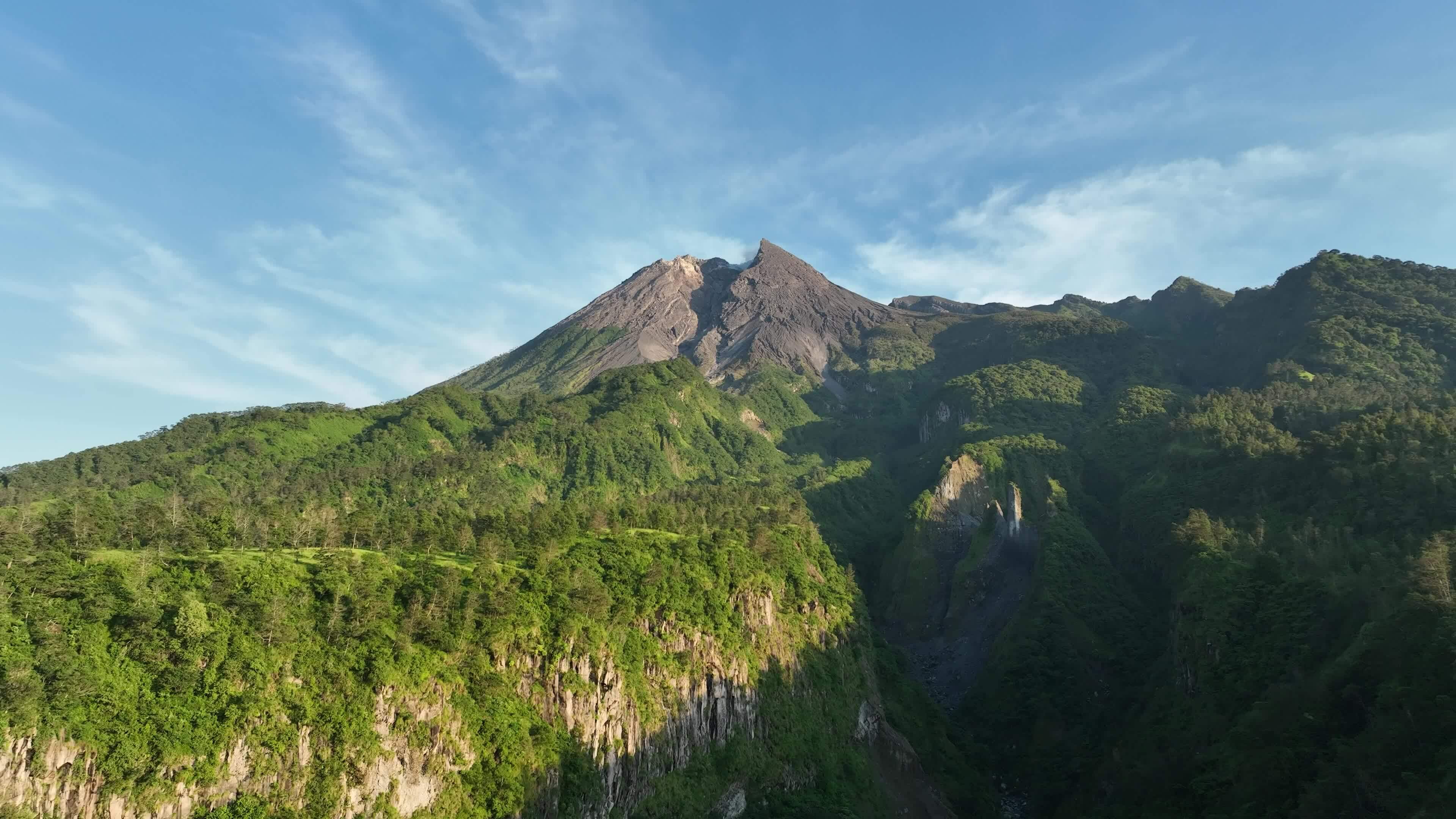 Aerial View of Mount Merapi in the Morning 25314707 Stock Video at Vecteezy
