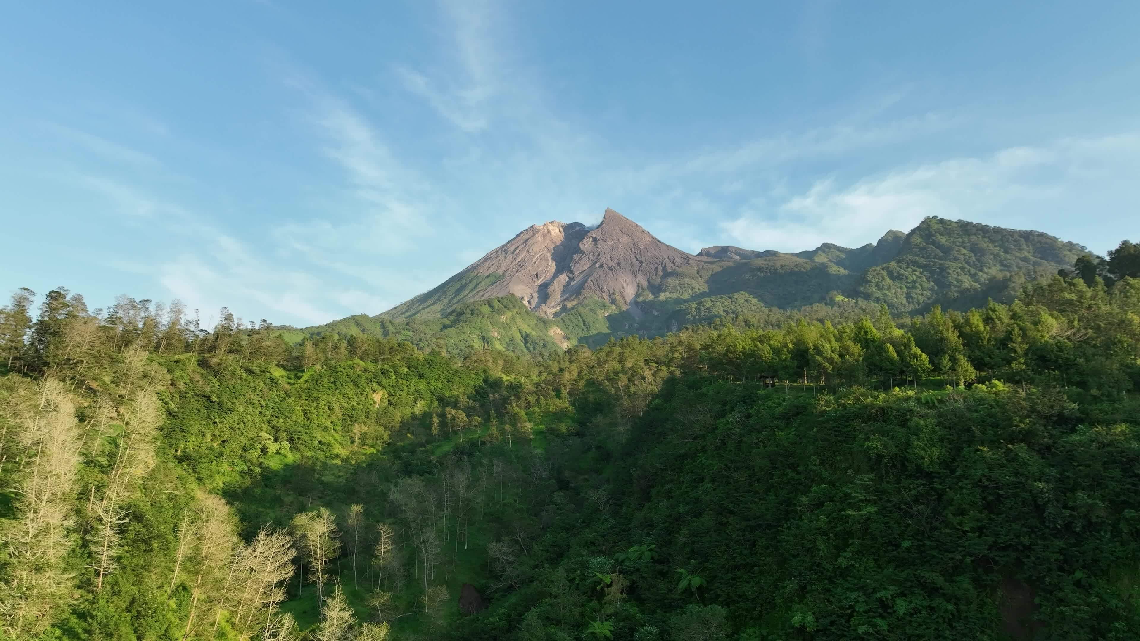 Aerial View of Mount Merapi in the Morning 25314726 Stock Video at Vecteezy