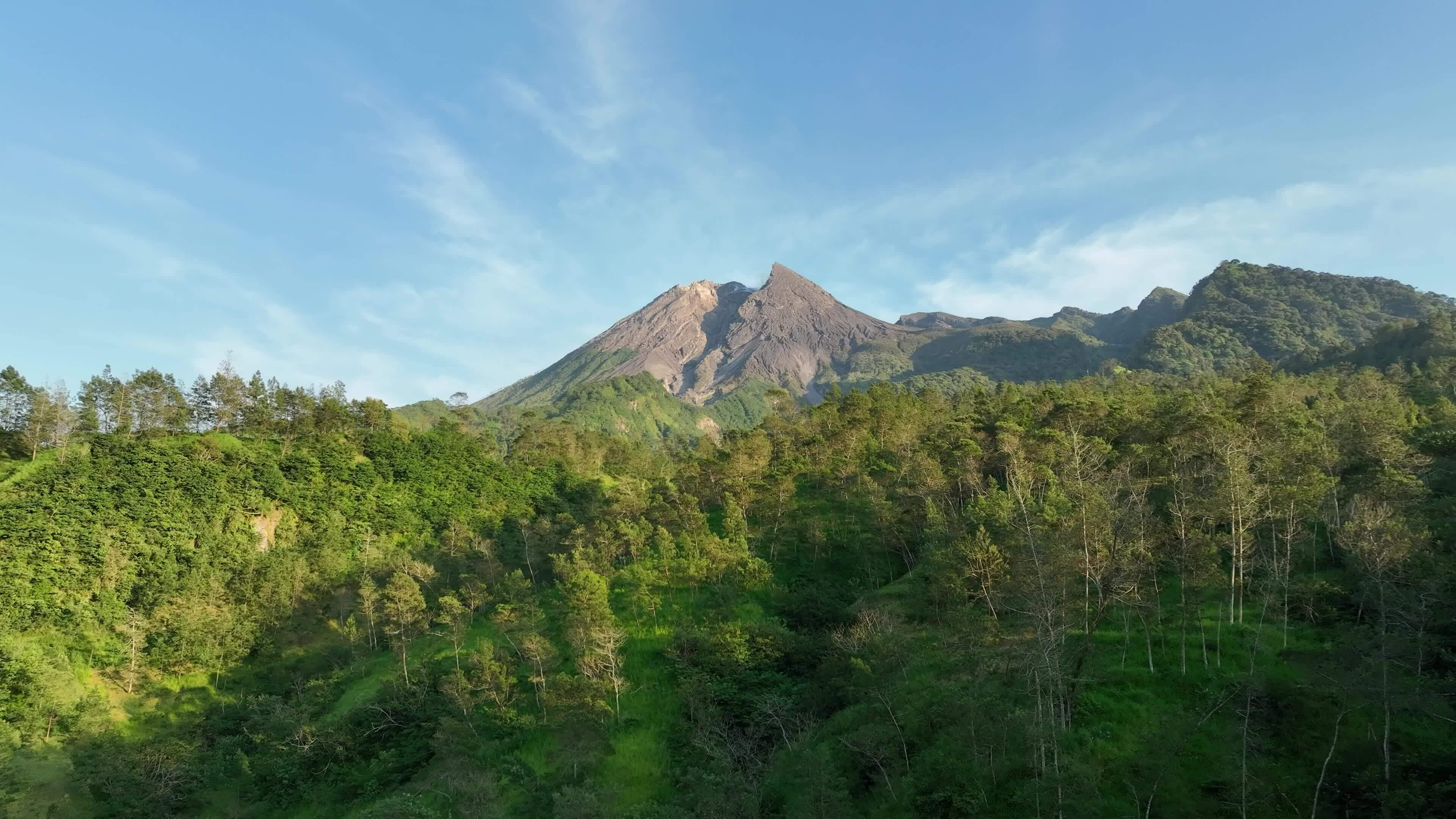 Aerial View of Mount Merapi in the Morning 25314727 Stock Video at Vecteezy
