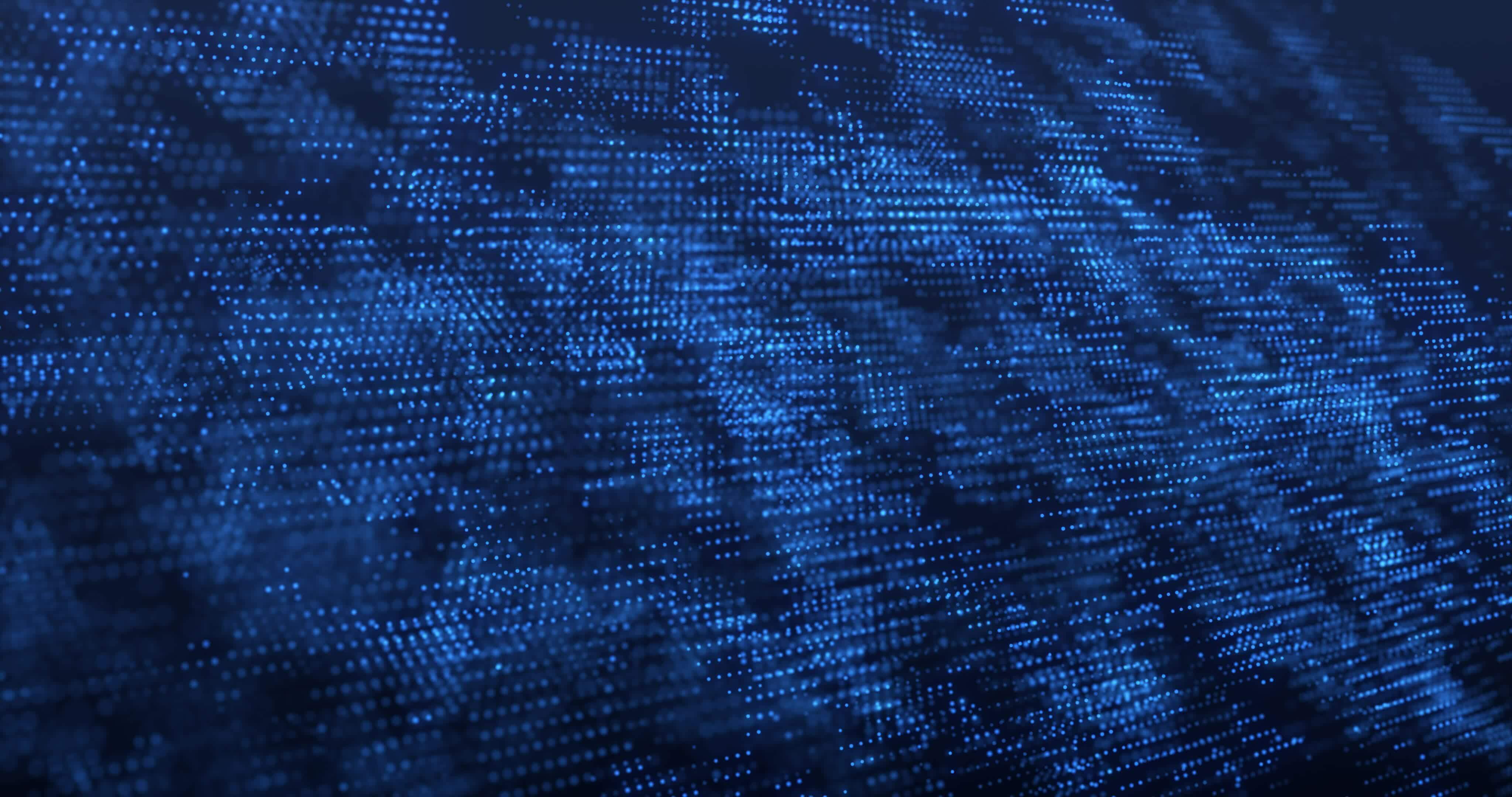 Digital Cyberspace with Particles and Digital Data Network Connections. High Speed Connection ...