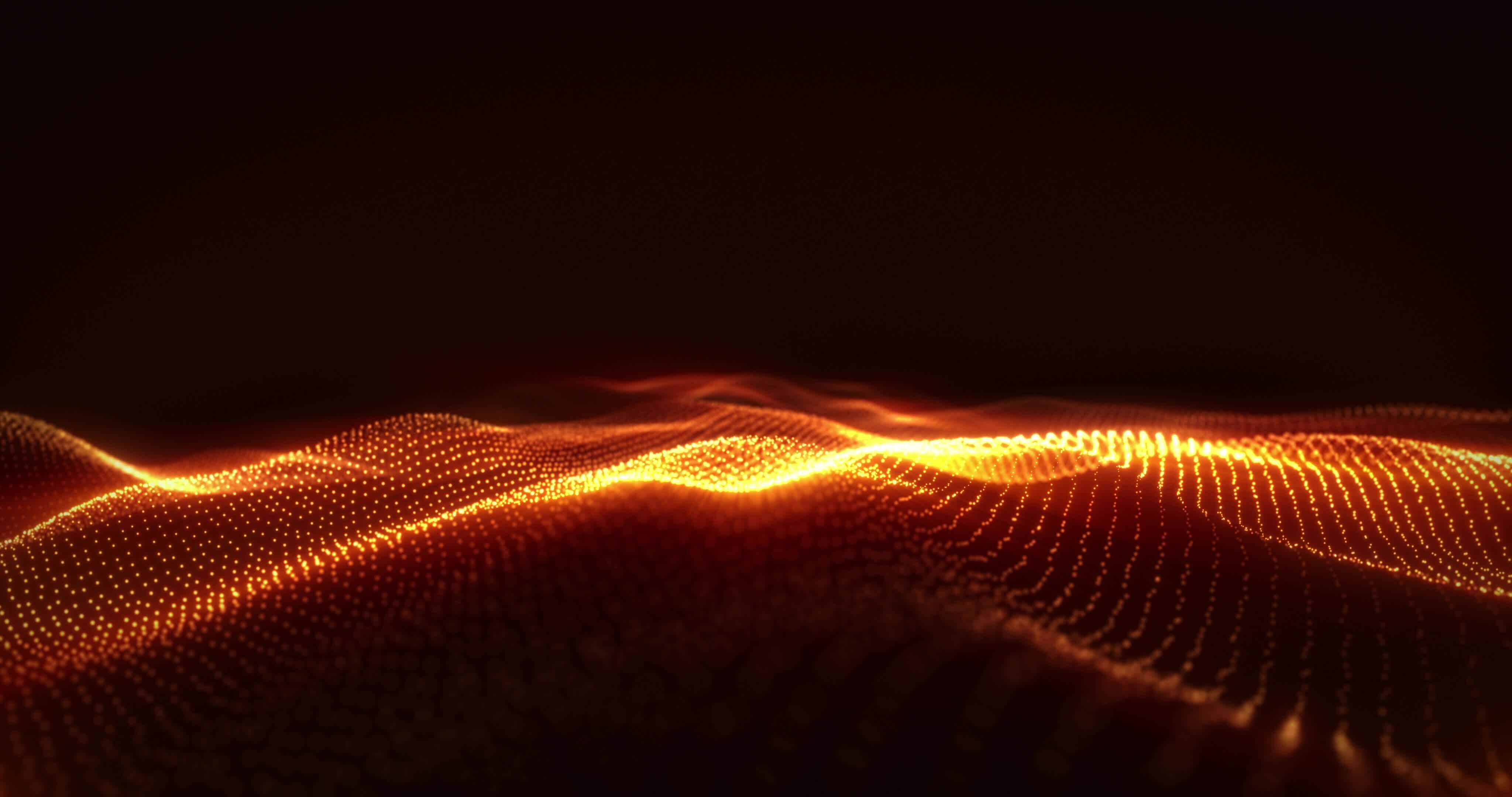 Motion abstract orange digital waves and particles. technology ...