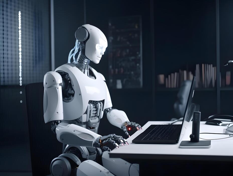 Robot On Computer Stock Photos, Images and Backgrounds for Free Download