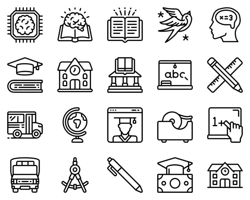 Education Line Icons Vector Art, Icons, and Graphics for Free Download