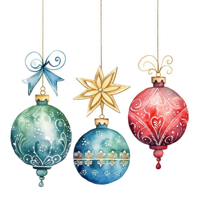 Watercolor Christmas Ornament Stock Photos, Images and Backgrounds for ...