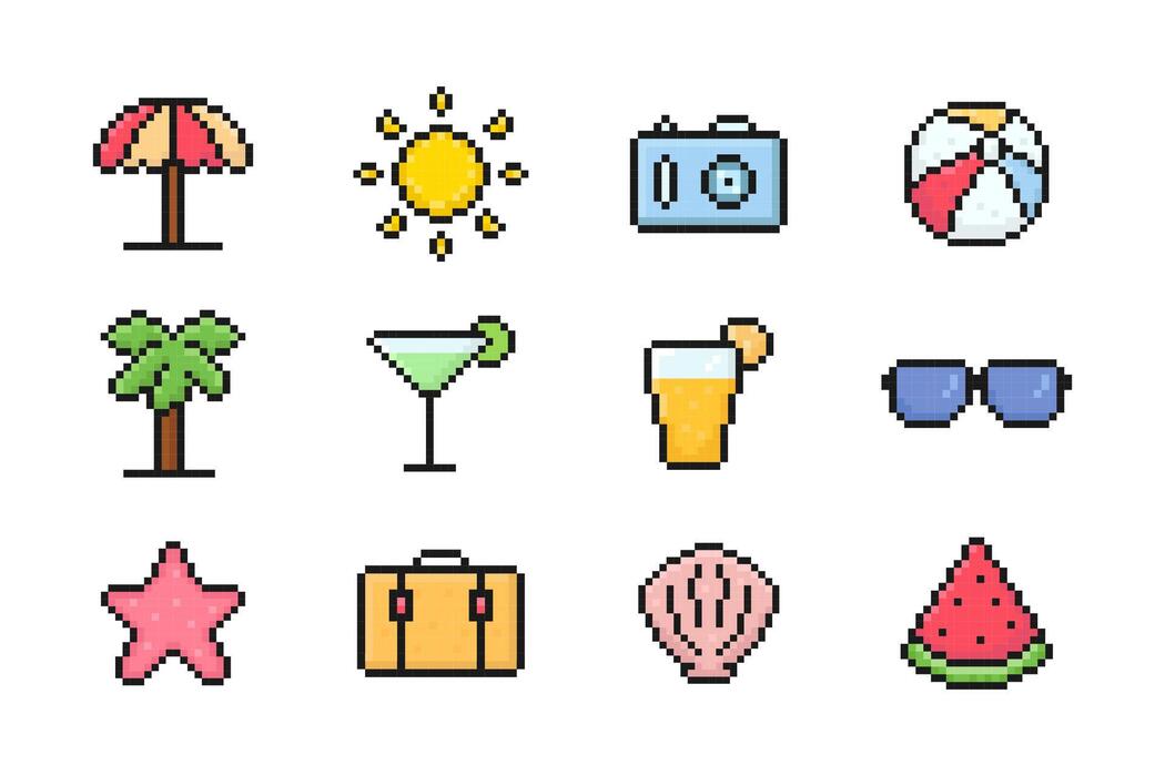 Pixel Summer Vector Art, Icons, and Graphics for Free Download