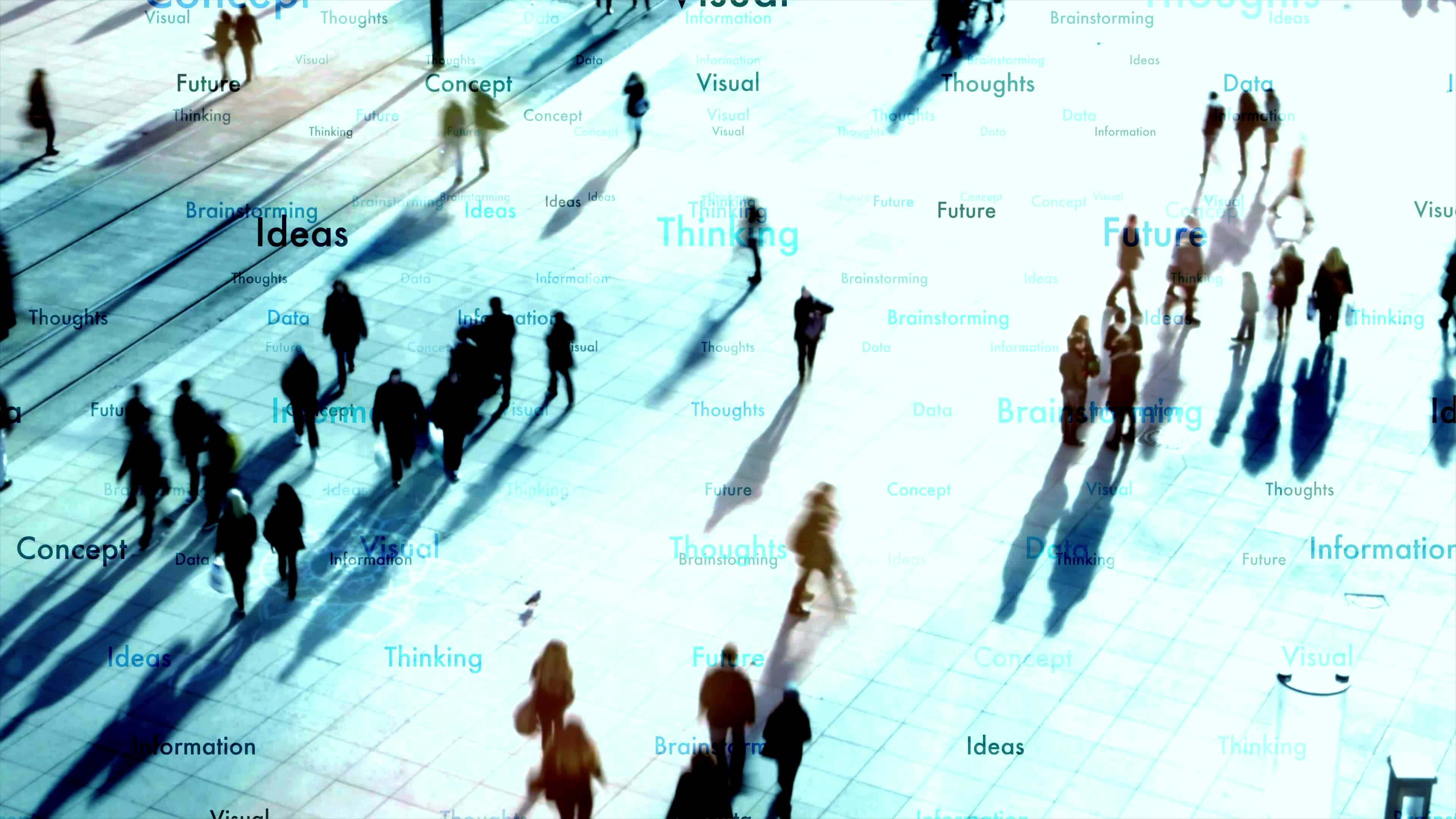 Computer Surveillance Monitoring System Collecting Personal Data Of People Walking On Crowded