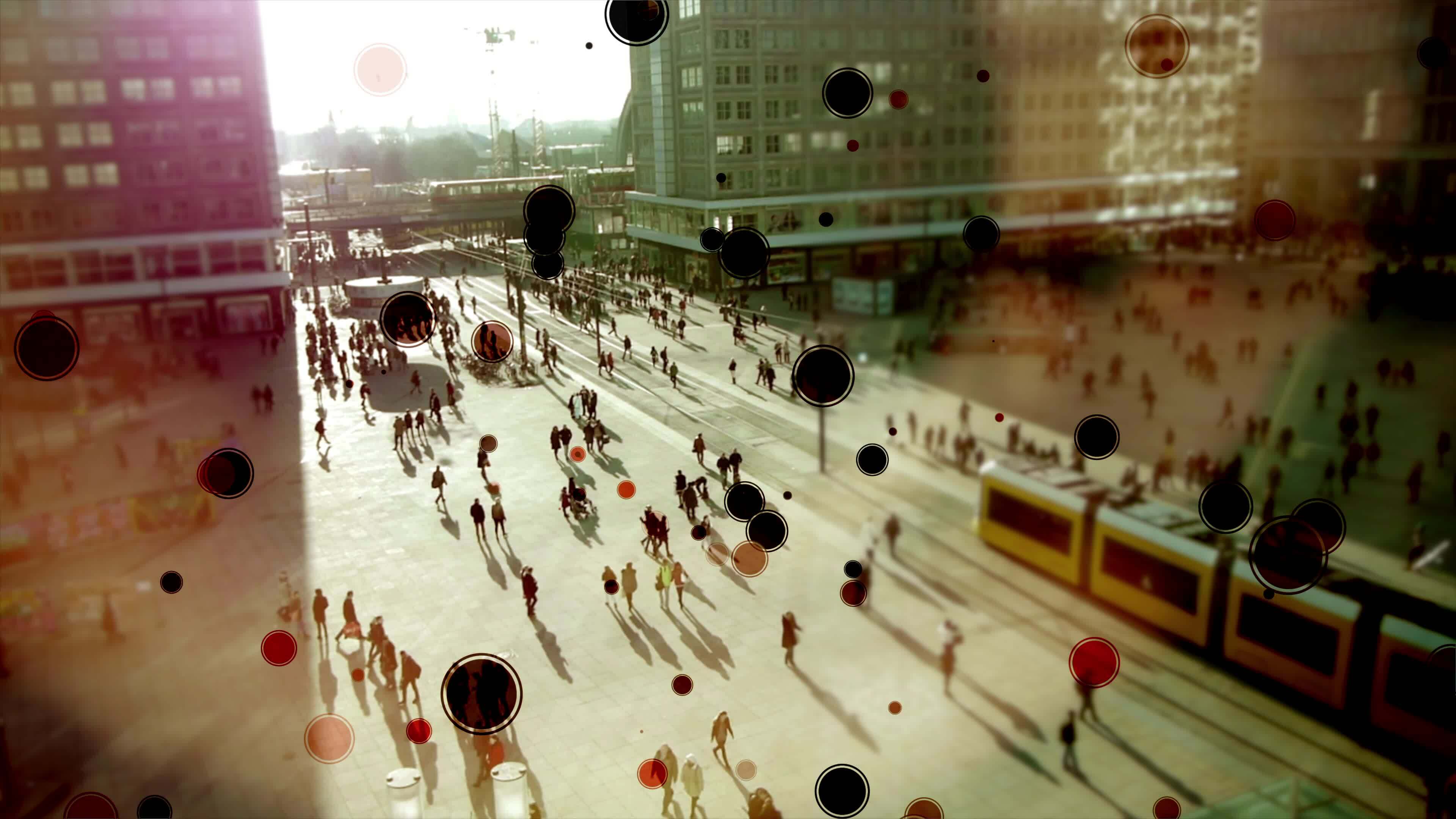 Computer Surveillance Monitoring System Collecting Personal Data Of People Walking On Crowded