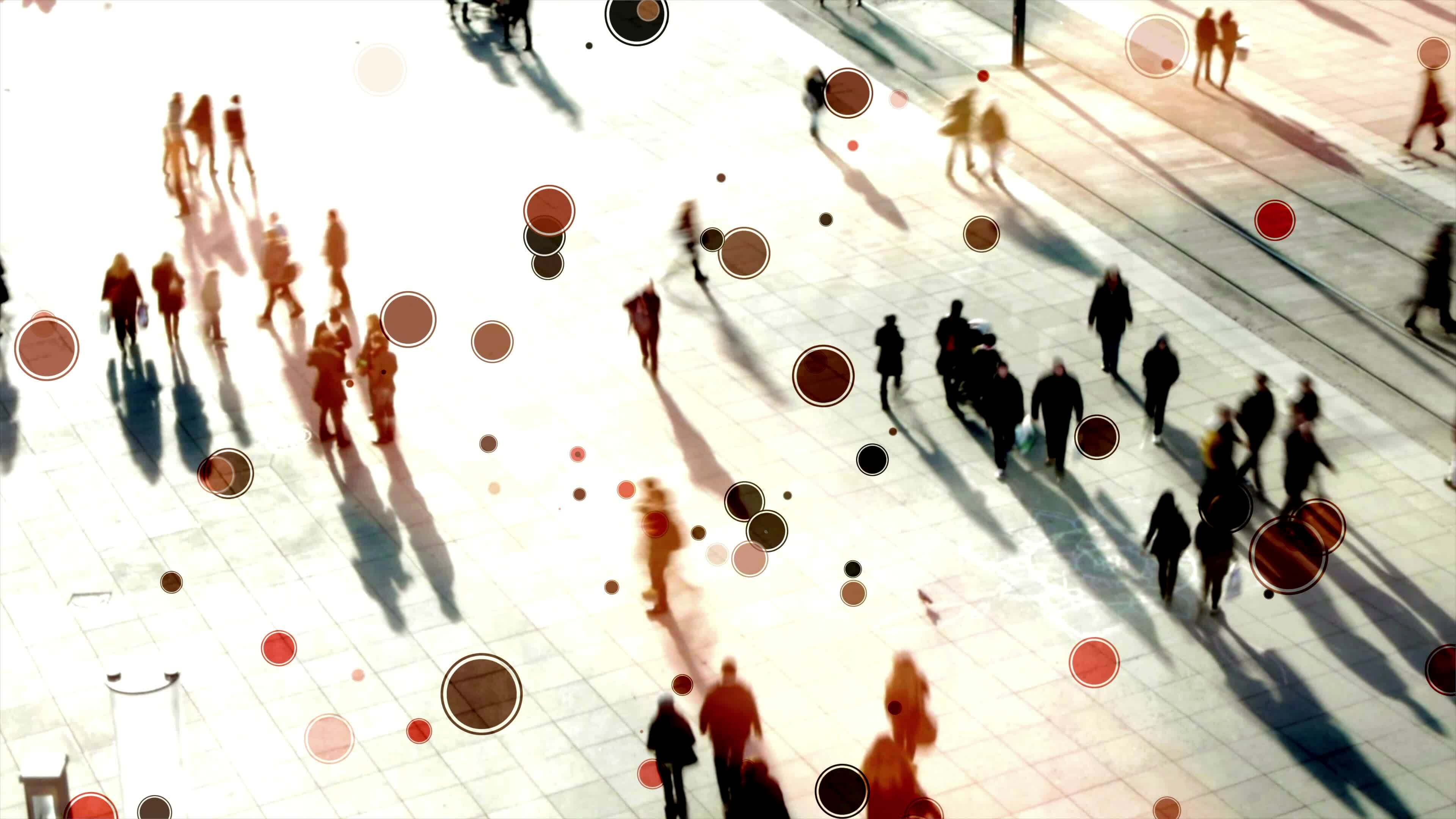 Computer Surveillance Monitoring System Collecting Personal Data Of People Walking On Crowded