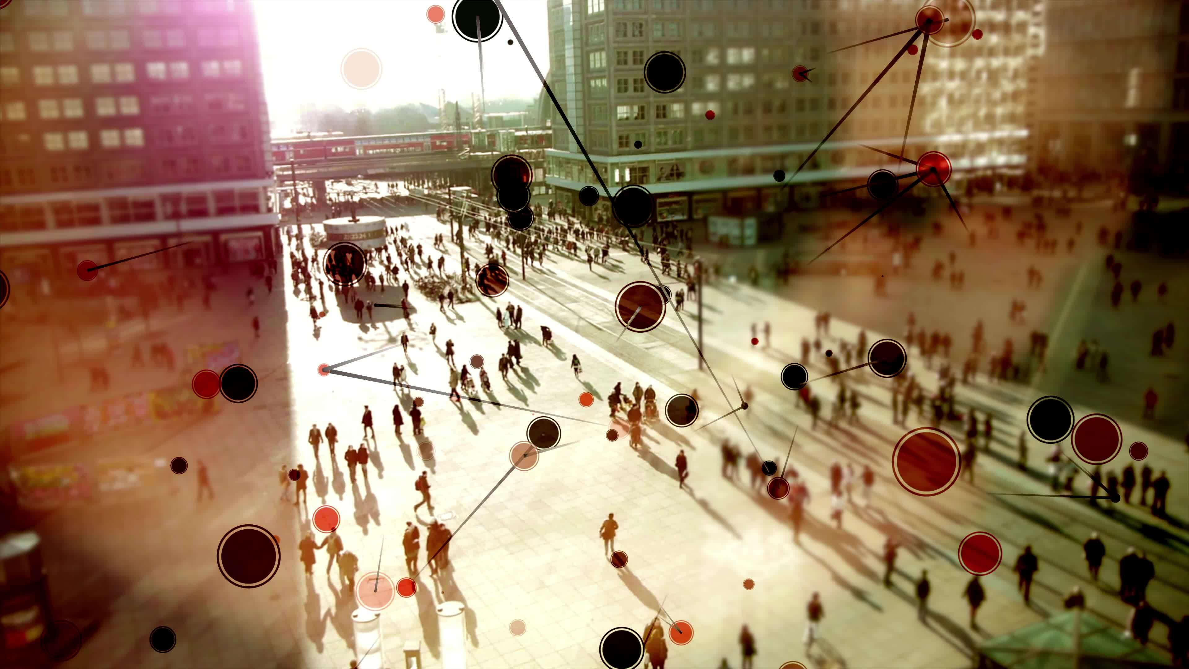 Computer Surveillance Monitoring System Collecting Personal Data Of People Walking On Crowded