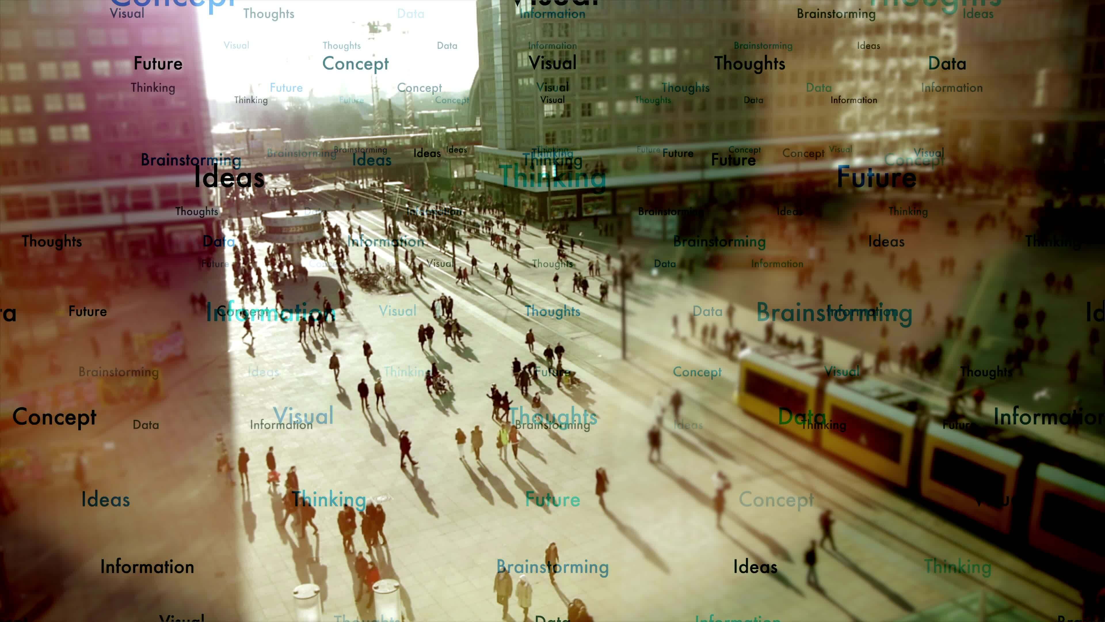 Computer Surveillance Monitoring System Collecting Personal Data Of People Walking On Crowded