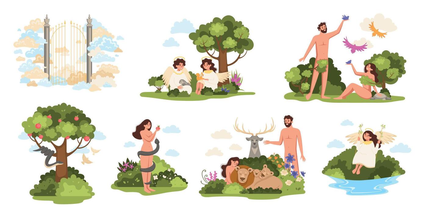 Adam And Eve Cartoon Vector Art, Icons, and Graphics for Free Download