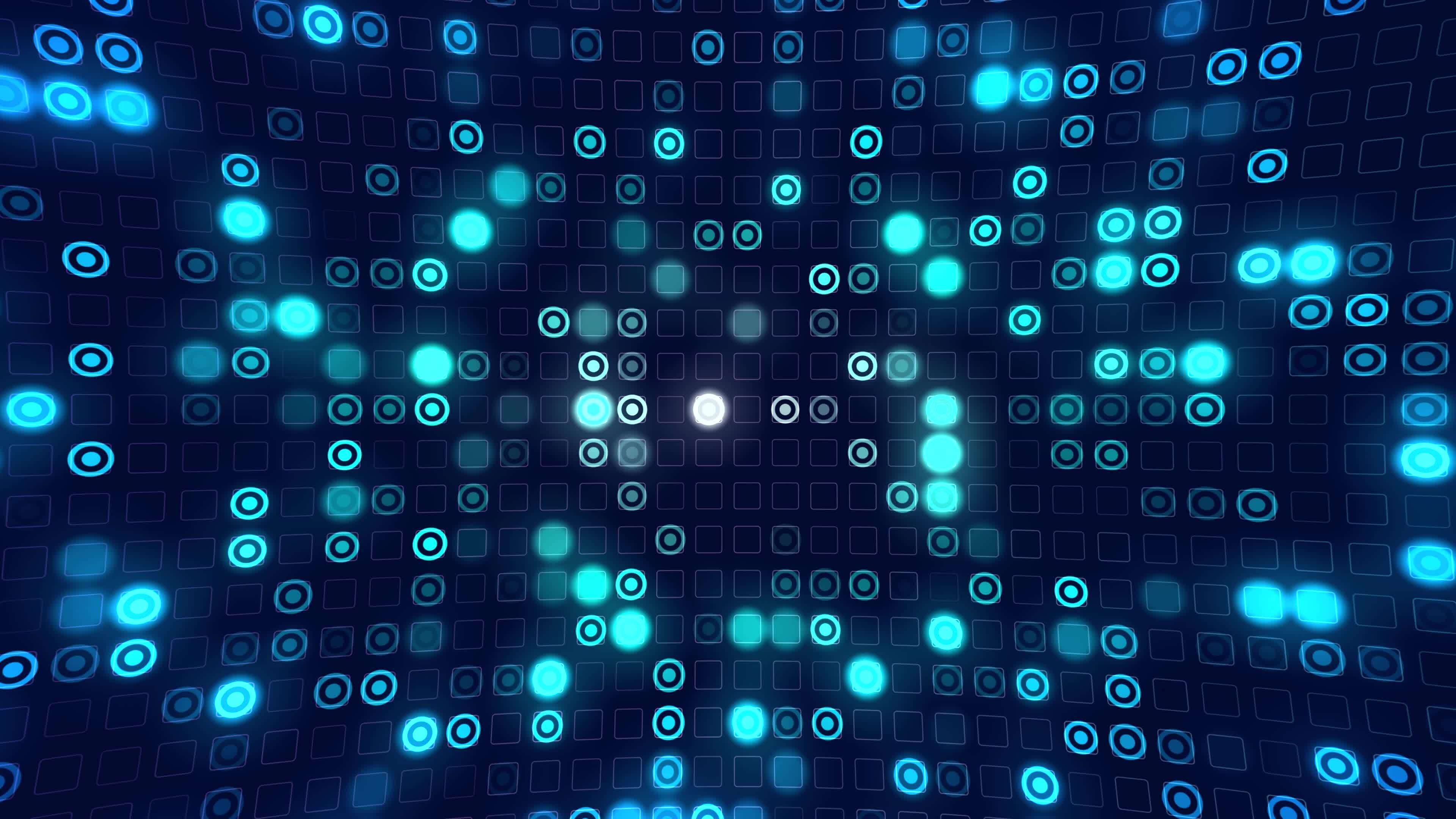 Glowing blue digital data lights blinking and flashing background. 4K looping abstract data ...