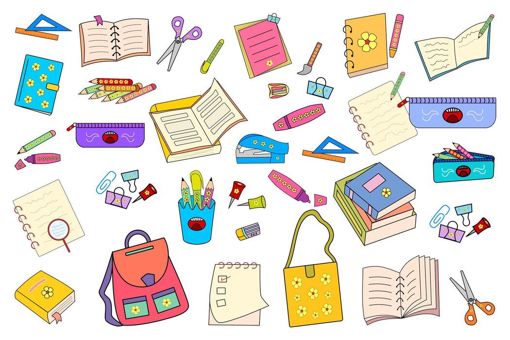 School Supplies Clipart Vector Art, Icons, and Graphics for Free Download