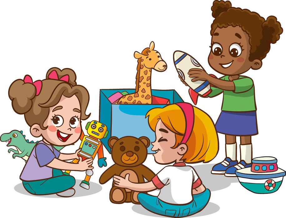 Kids Sharing Toys Vector Art, Icons, and Graphics for Free Download
