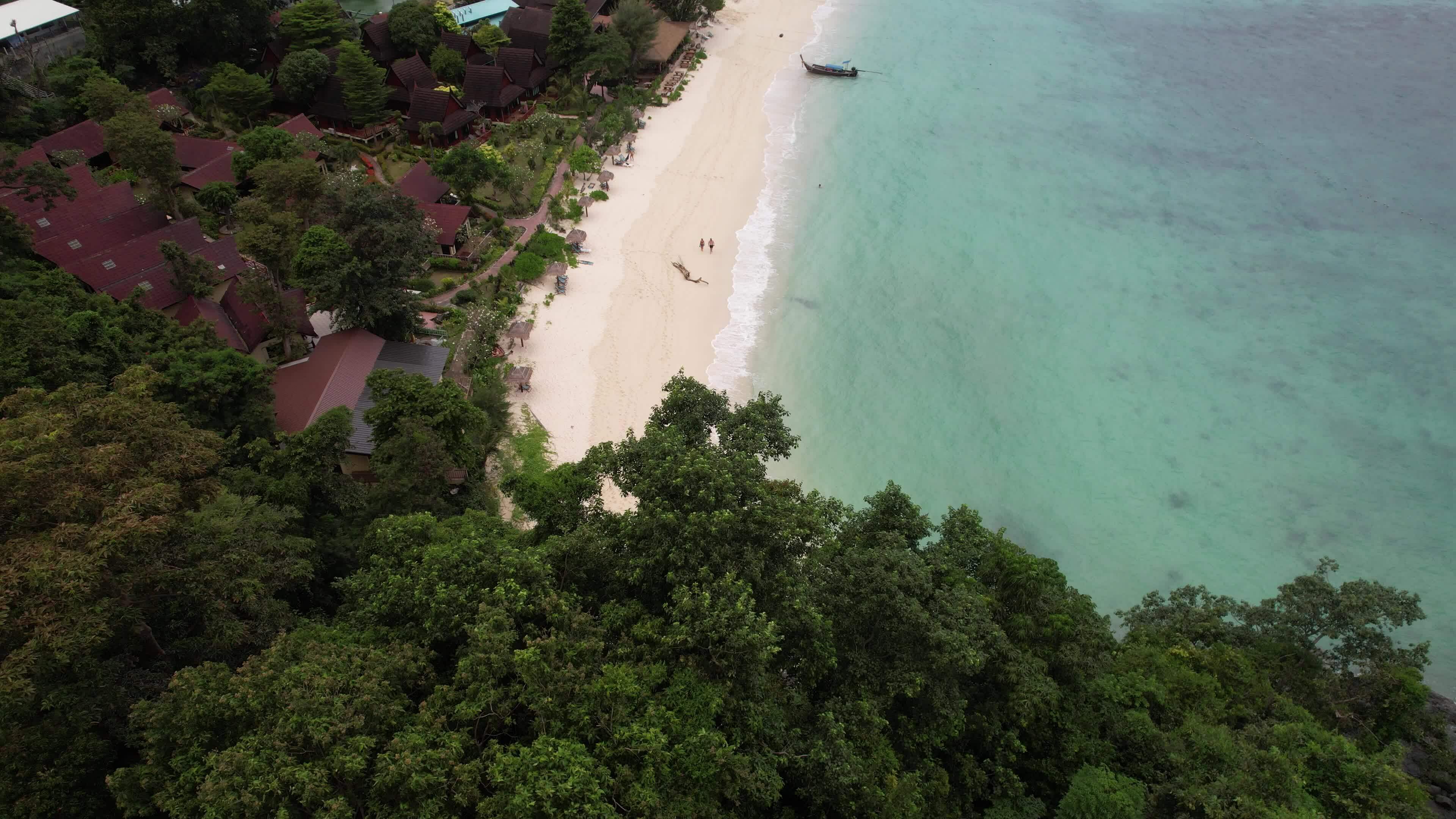 4K Aerial Footage of Long Beach on Koh Phi Phi Don, Krabi, Thailand - White Sand Beach, Crystal ...
