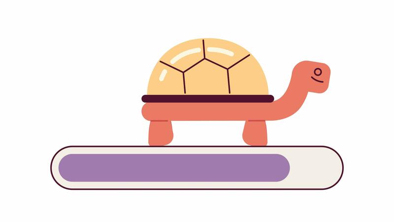 Pond turtle walking 2D loading bar animation. Tortoise activity ...