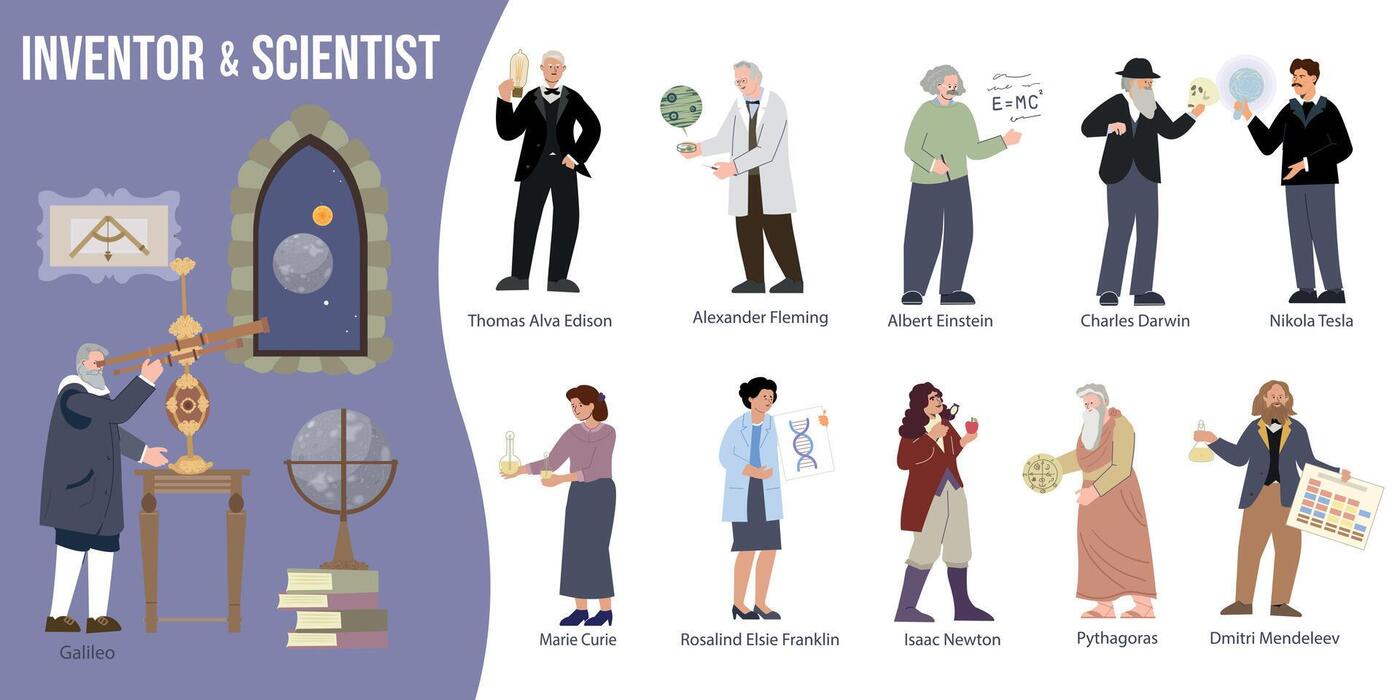 Famous Scientist Vector Art, Icons, and Graphics for Free Download
