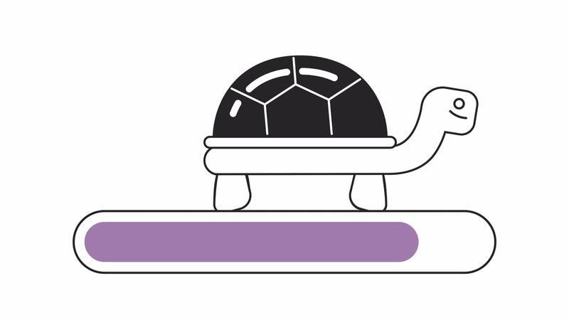 Pond turtle walking black and white loading bar animation. Tortoise ...